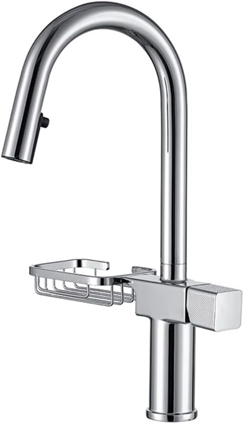 Pull-Out Kitchen Faucet with Storage Basket and Hot & Cold Water Mixer ...