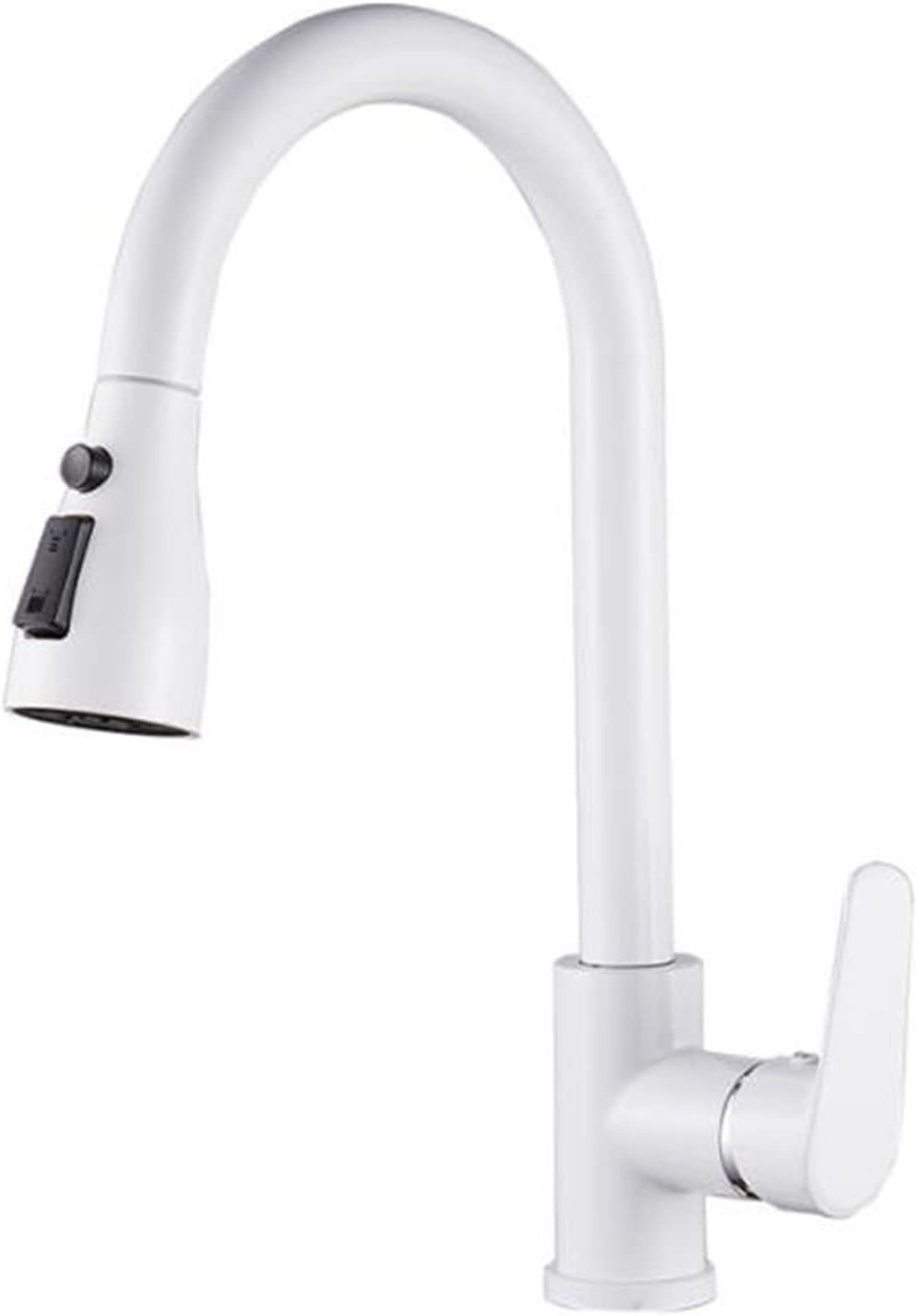 Pull Out Kitchen Mixer Faucet White Kitchen Faucet Swivel Brass Hot and ...