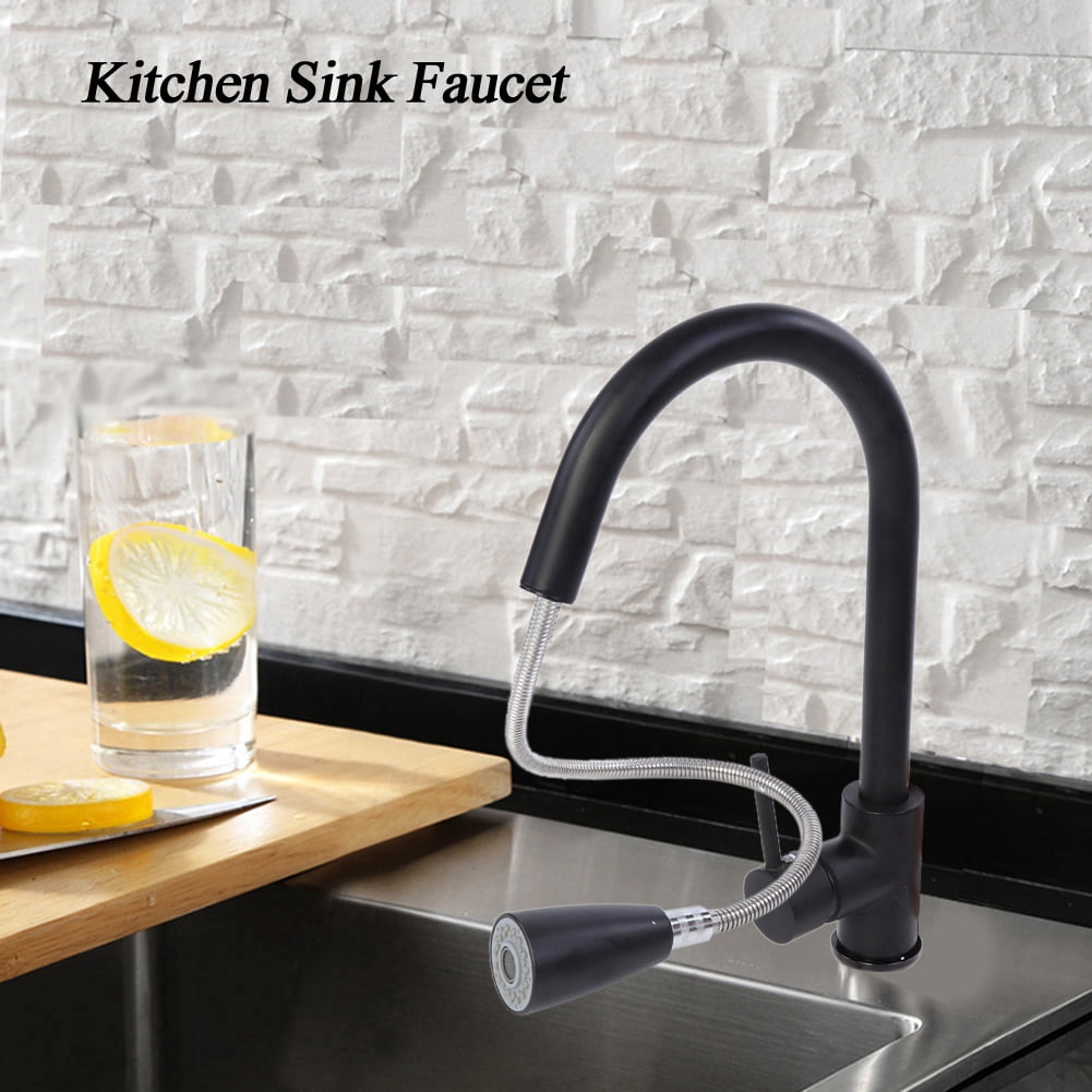 Pull Out Kitchen Sink Warm Cold Water Mixing Faucet Swivel Hose Mixer ...