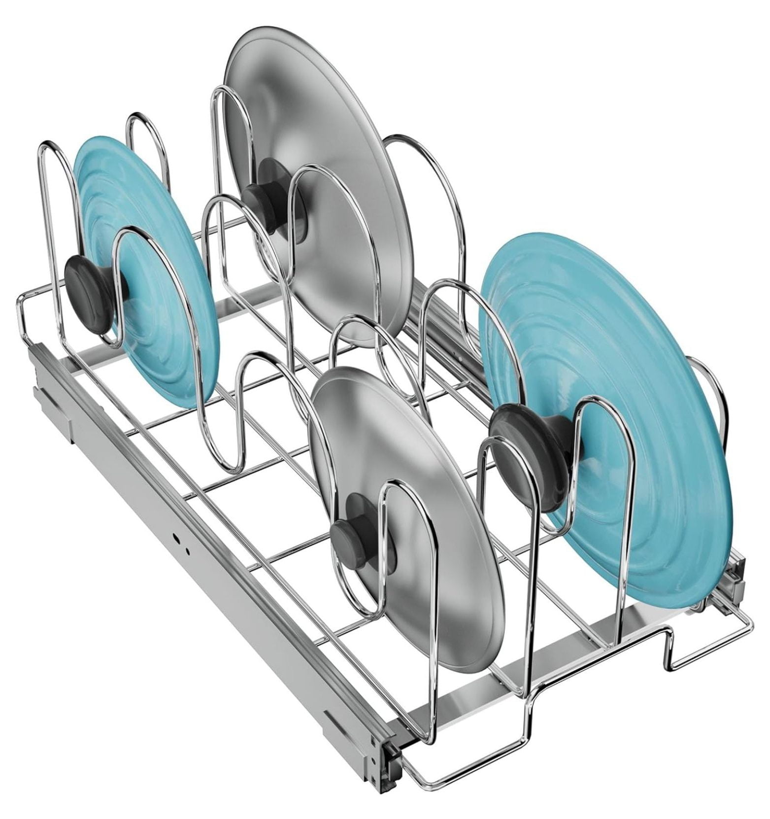 Pull Out Pan and Pot Lid Organizer for Cabinet, Slide Out Baking Sheet ...