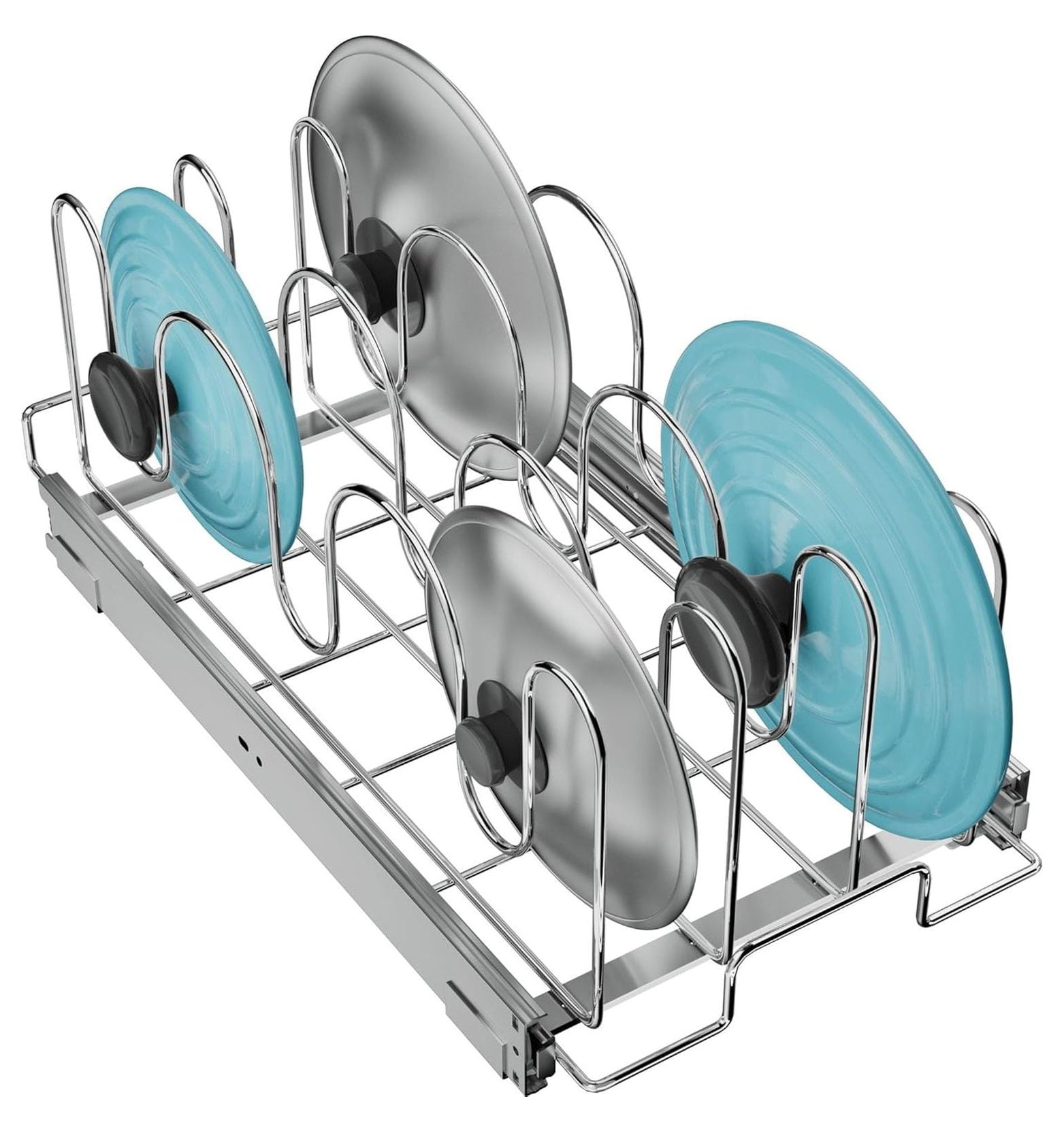 Pull Out Pan and Pot Lid Organizer for Cabinet, Slide Out Baking Sheet ...