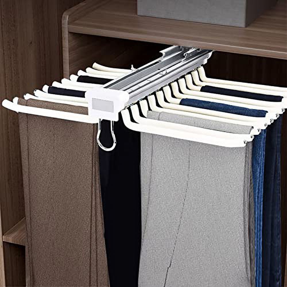 Pull Out Pants Rack Pants Hanger Bar, 22 Arms Steel Clothes Organizers ...