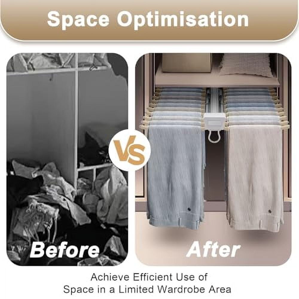 Pull Out Pants Rack Pants Hanger Bar, 22 Arms Steel Clothes Organizers ...