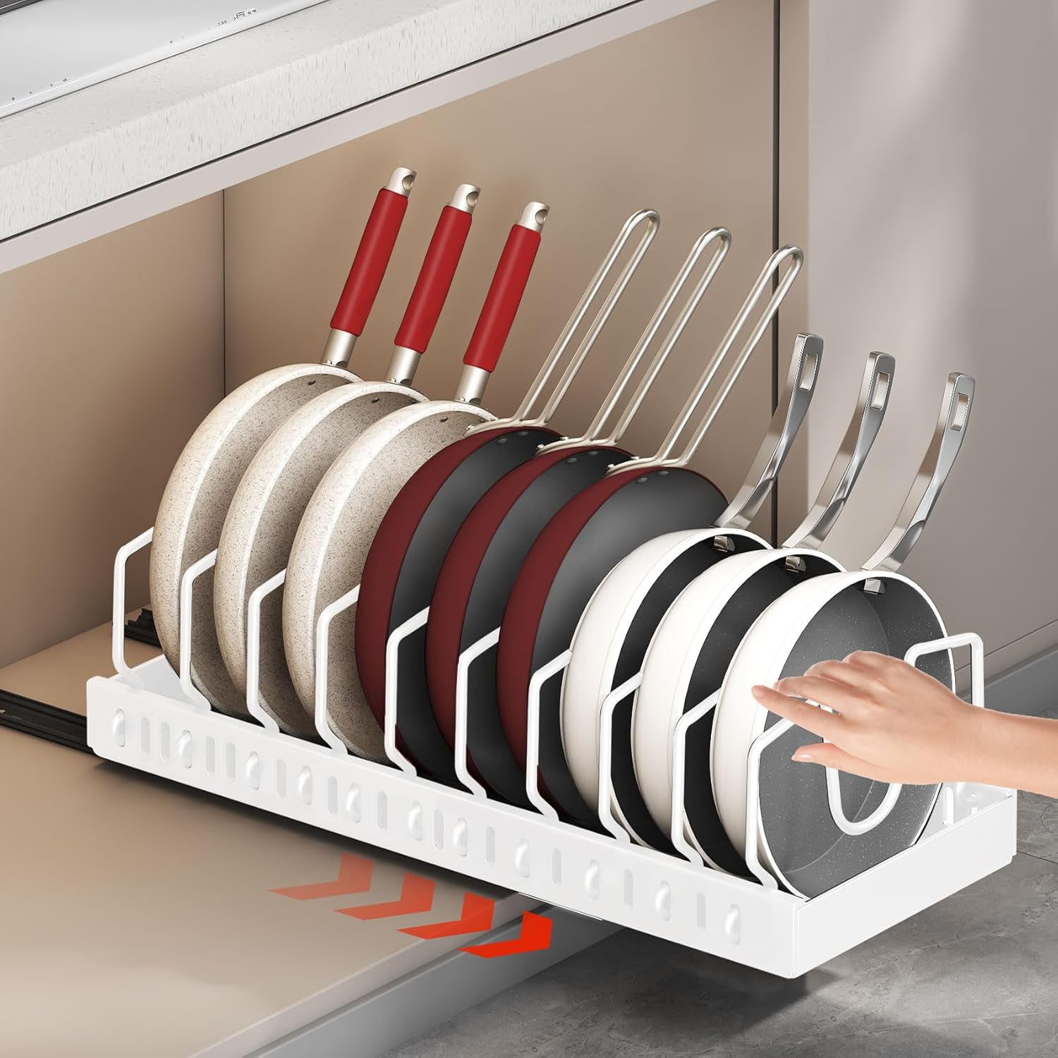 Pull-Out Pots and Pans Organizer Under Cabinet, Pot and Pan Organizers ...