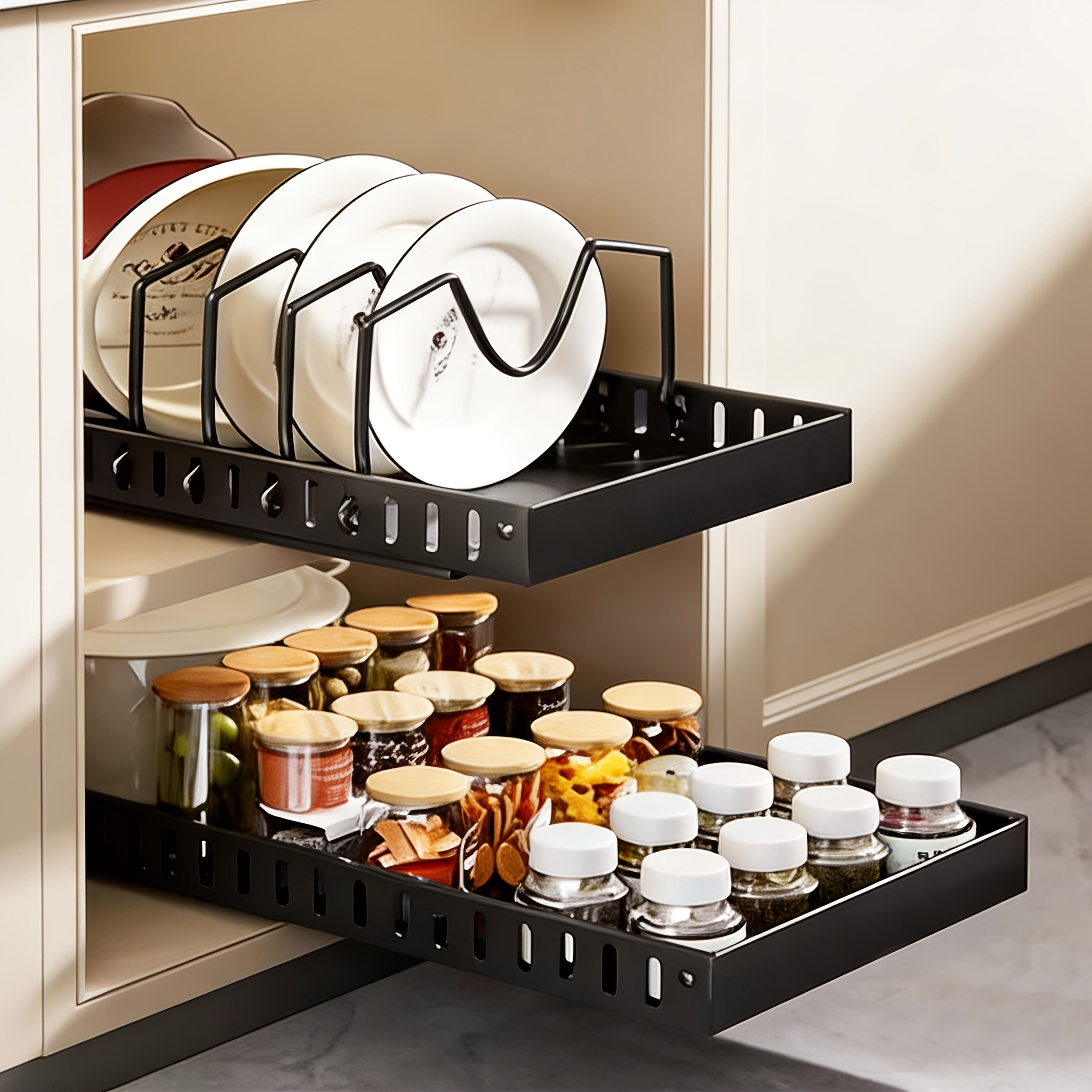 Pull-Out Pots and Pans Organizer | Stainless Steel, Powder Coated ...