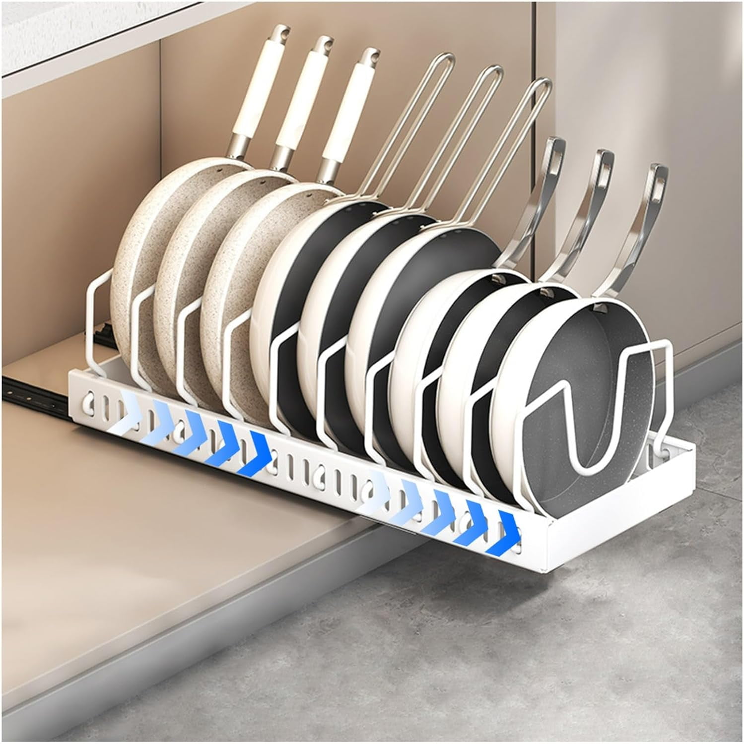Pull Out Pots and Pans Organizer Under Cabinet, Sliding Lid Holder and ...