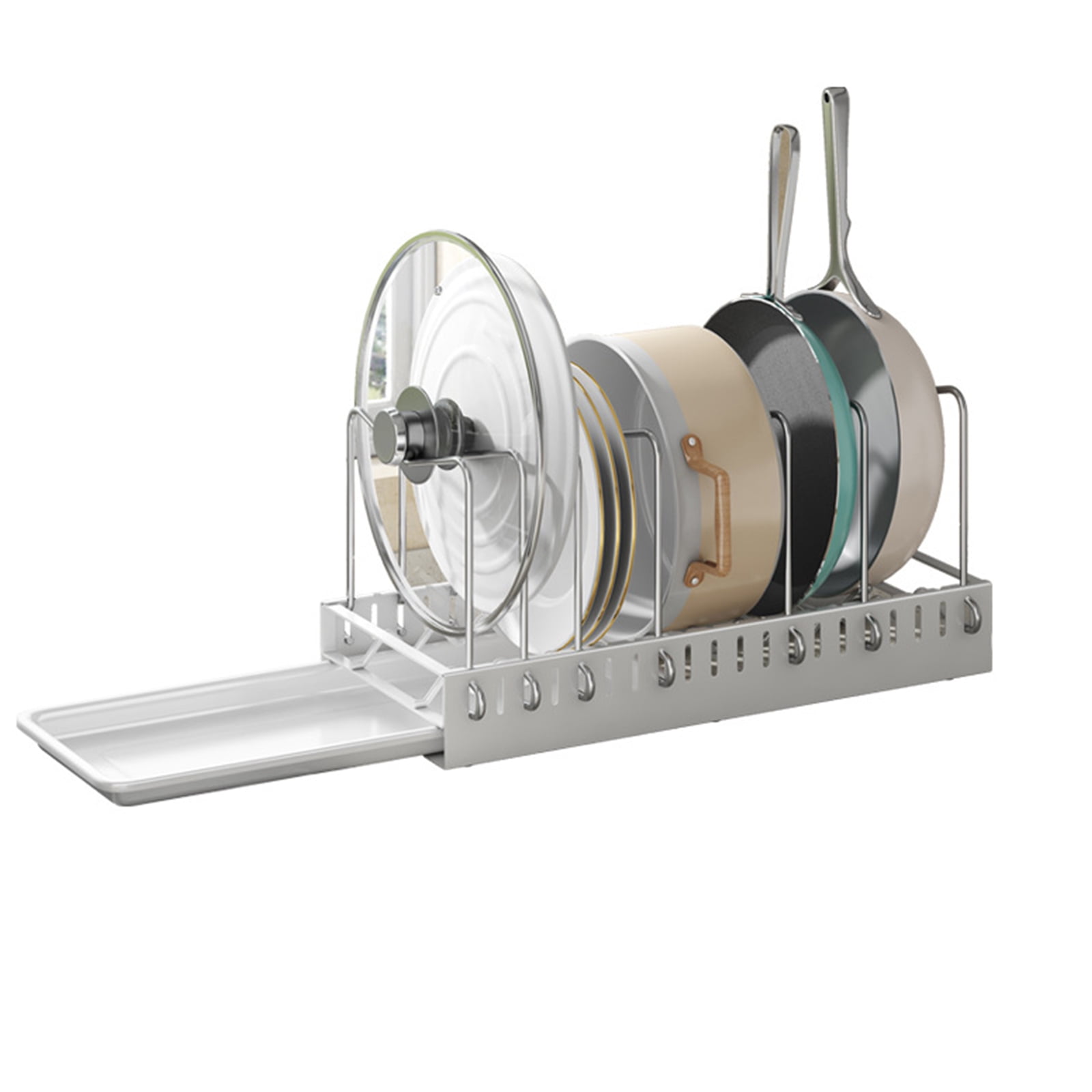 Pull Out Pots and Pans Organizer for Cabinet Sliding Lid Holder with ...