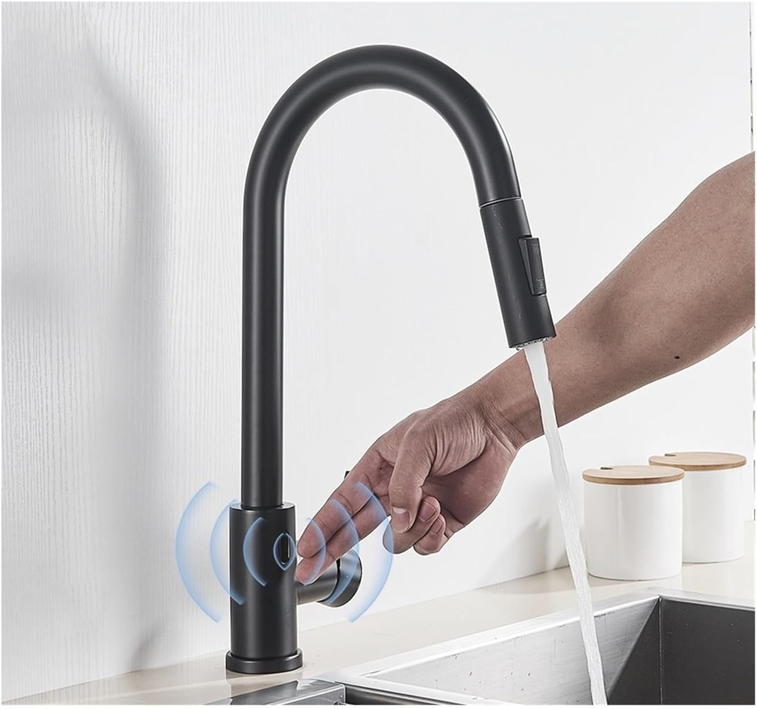 Pull Out Sensor Kitchen Faucet Brushed Infrared Sensor Control Faucet ...