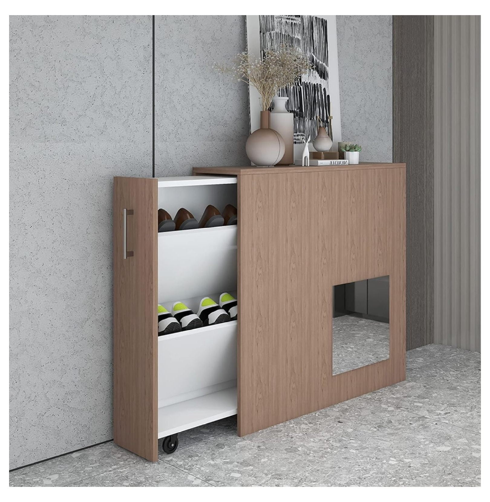Pull-Out Shoe Rack Modern Shoe Cabinet with Hidden Shoe Rack Pull-Out ...