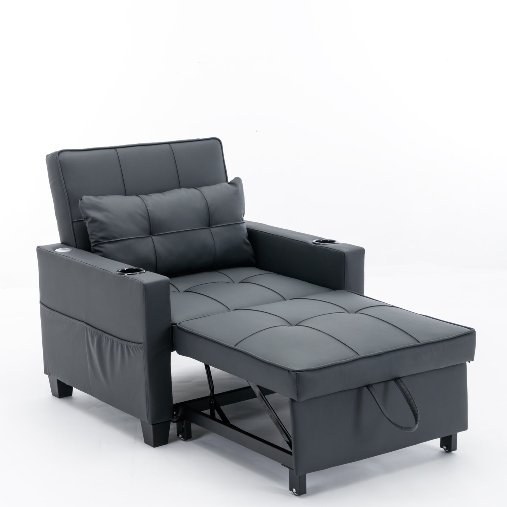 Pull-Out Sleeper Chair with Usb Ports and Cup Holders,Adjustable ...