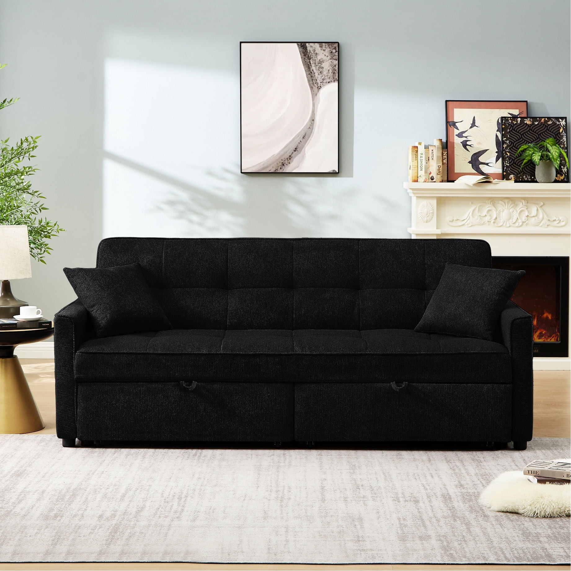 Pull-Out Sleeper Sofa with Removable Armrests and Large Size - Good for ...