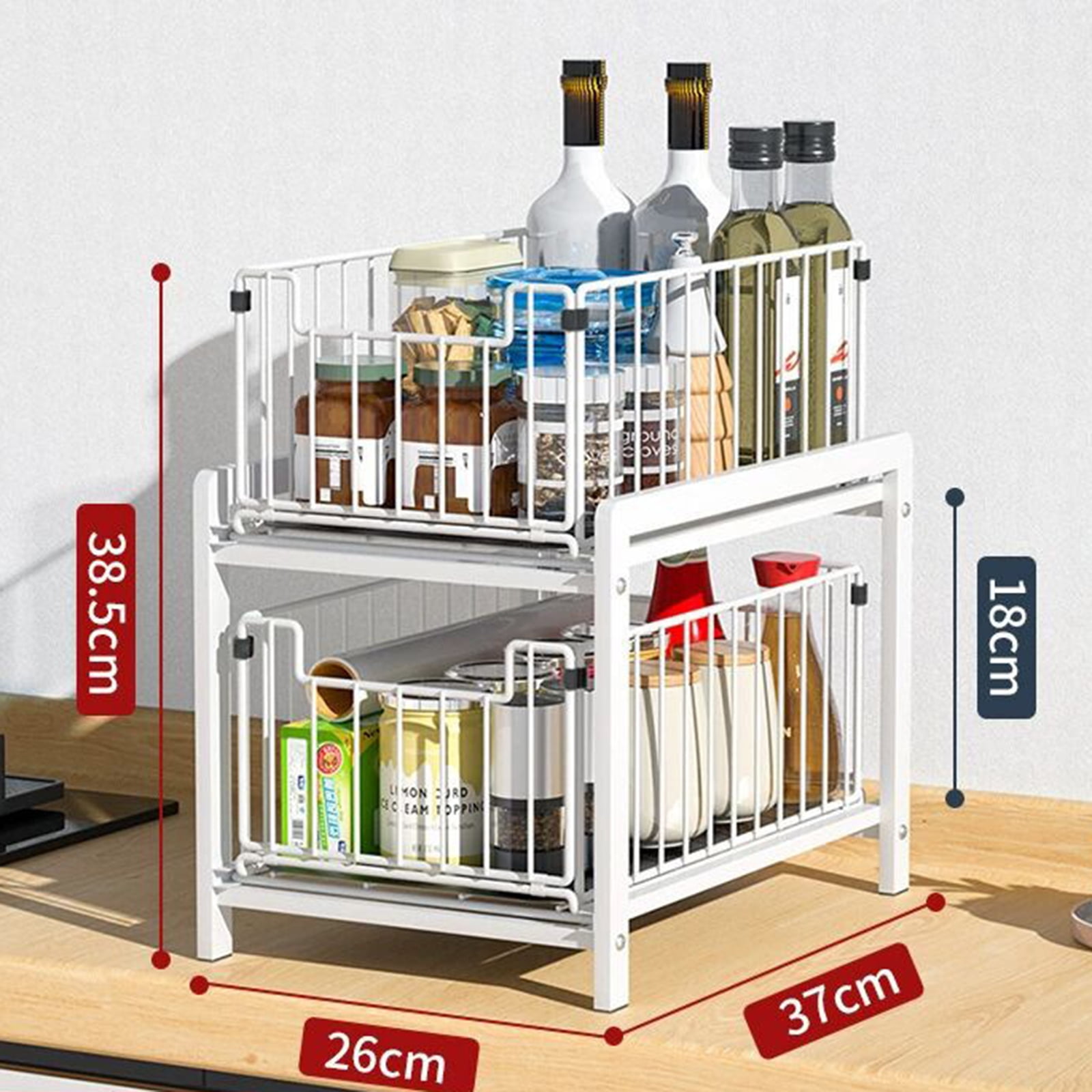 Pull-Out Sliding Drawer Cabinet Organizer, Slide-Out Stackable Under ...
