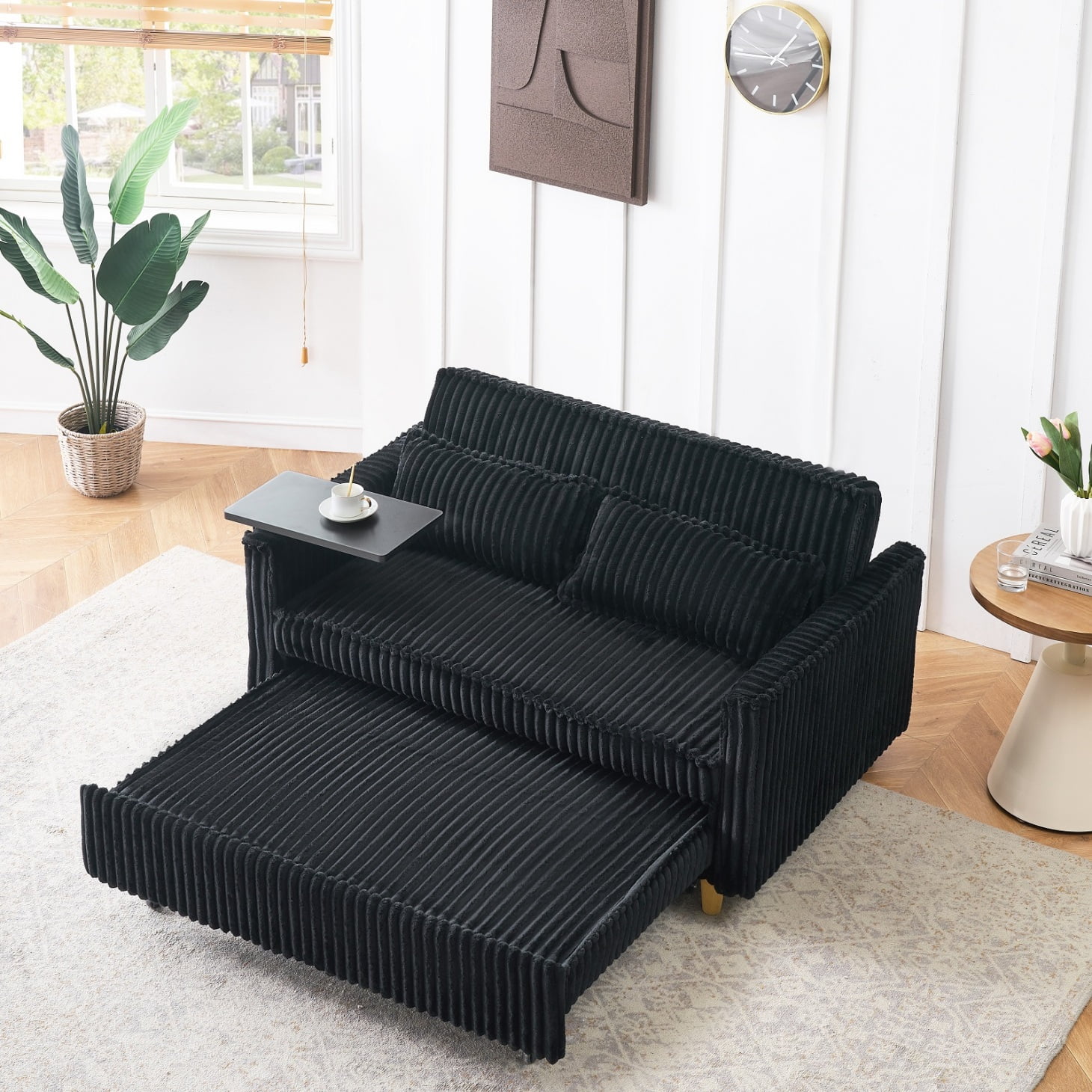 Pull Out Sleeper Sofa Couch with 3 Level Adjustable Backrest & 1 ...