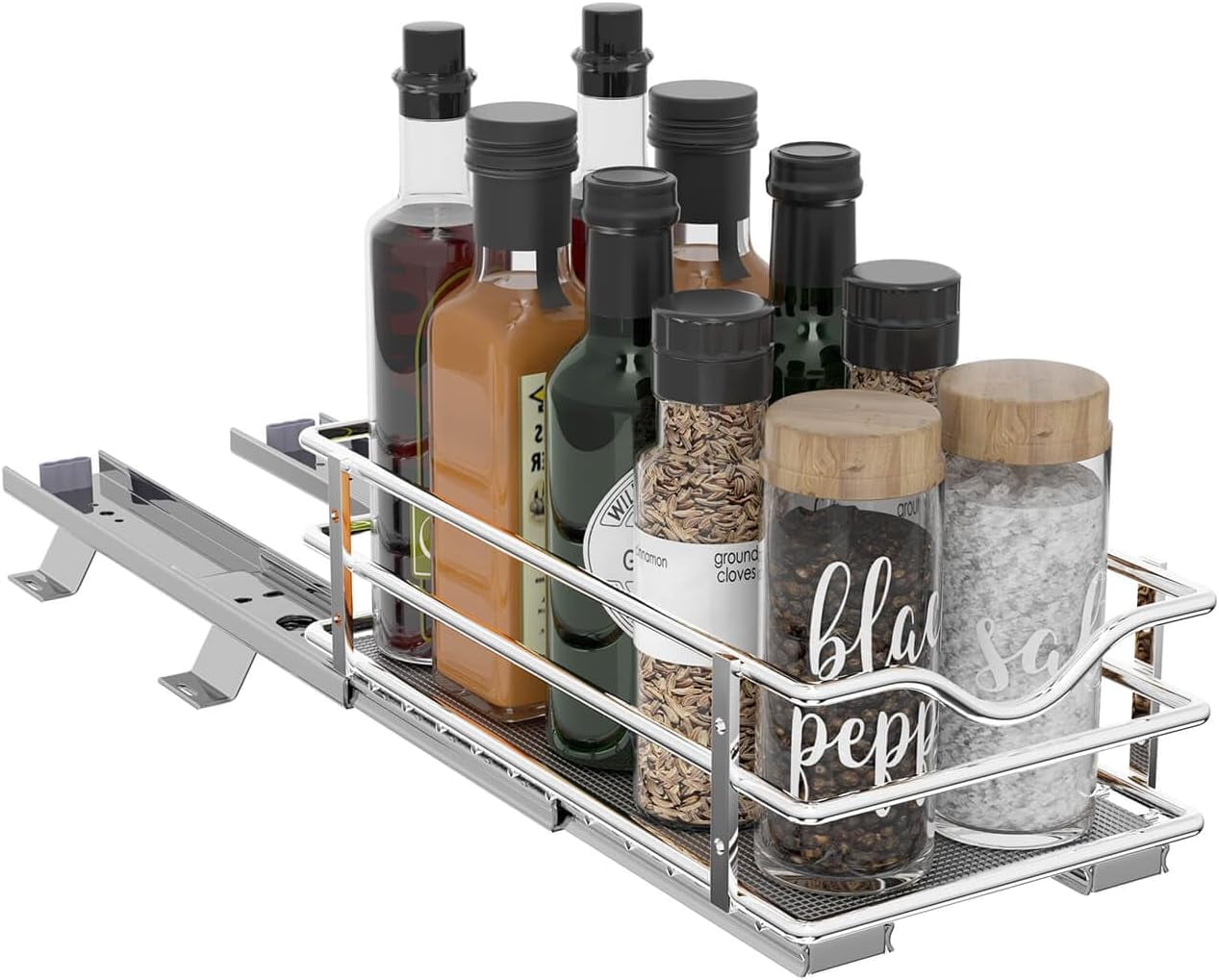 Pull Out Spice Rack Organizer（8.3" W x 10.4" D） for Cabinet, Slide Out ...