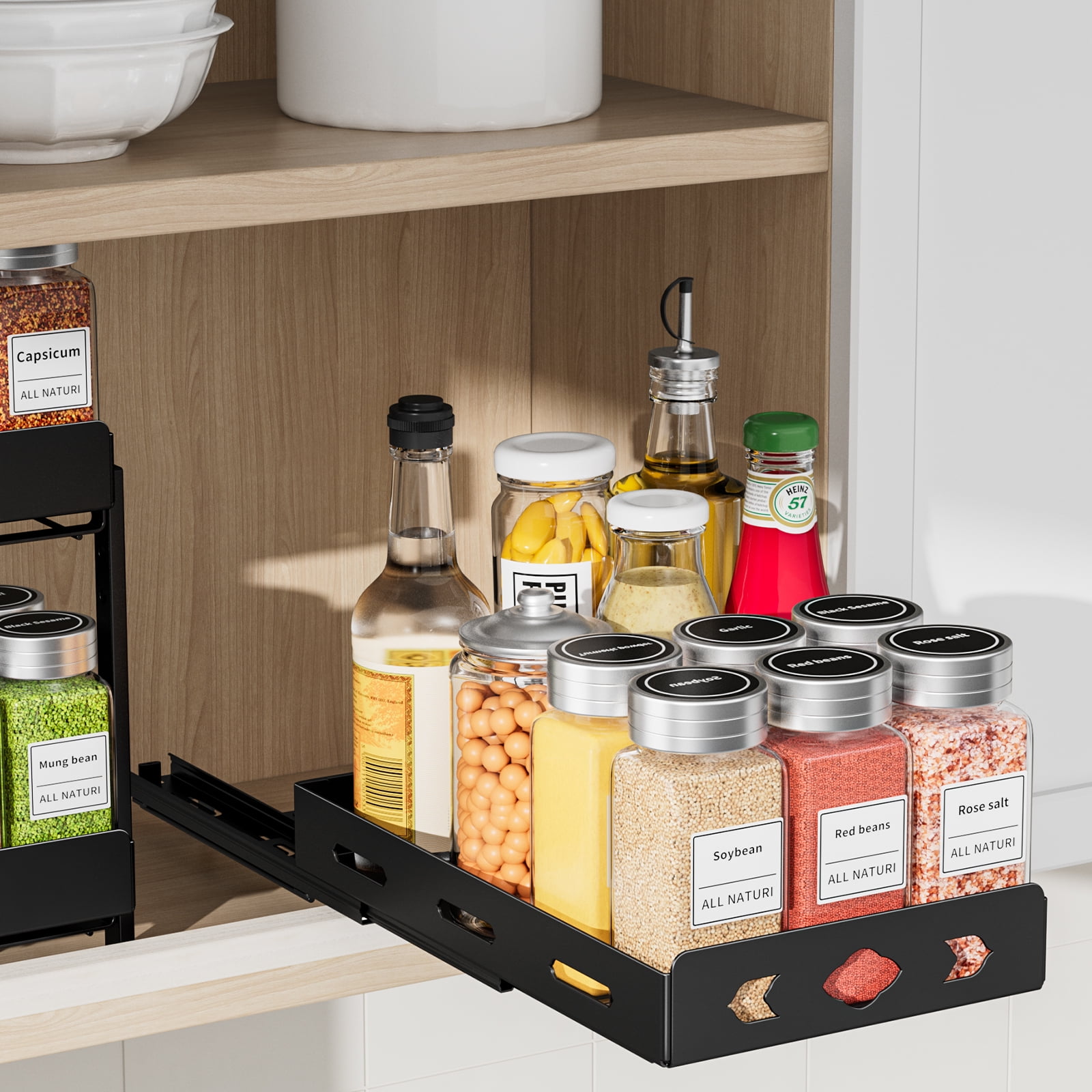 Pull Out Spice Rack Organizer for Cabinet, Heavy Duty-Slide Out Spice ...