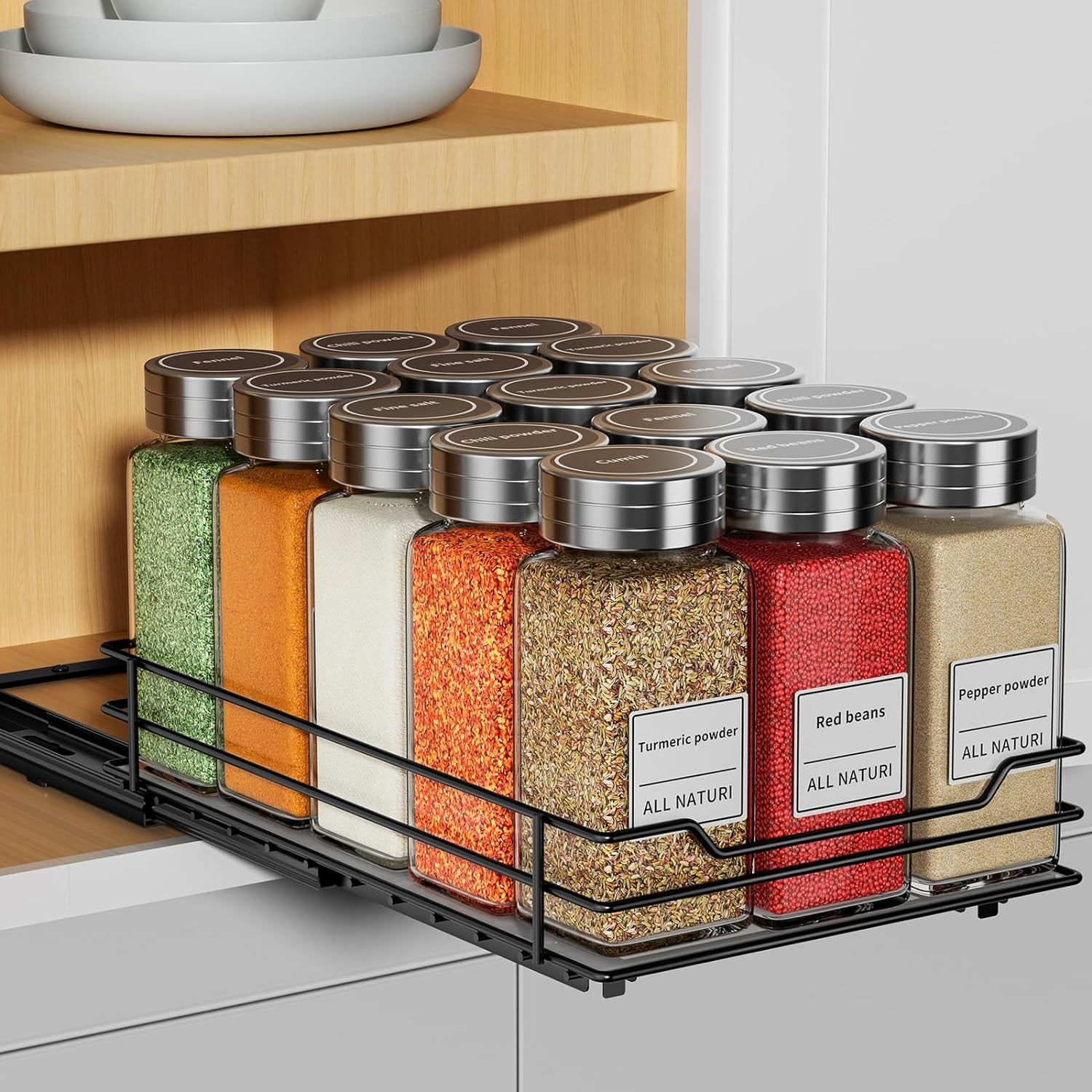 Pull Out Spice Rack Organizer for Cabinet,Slide out Spice Organizer for ...