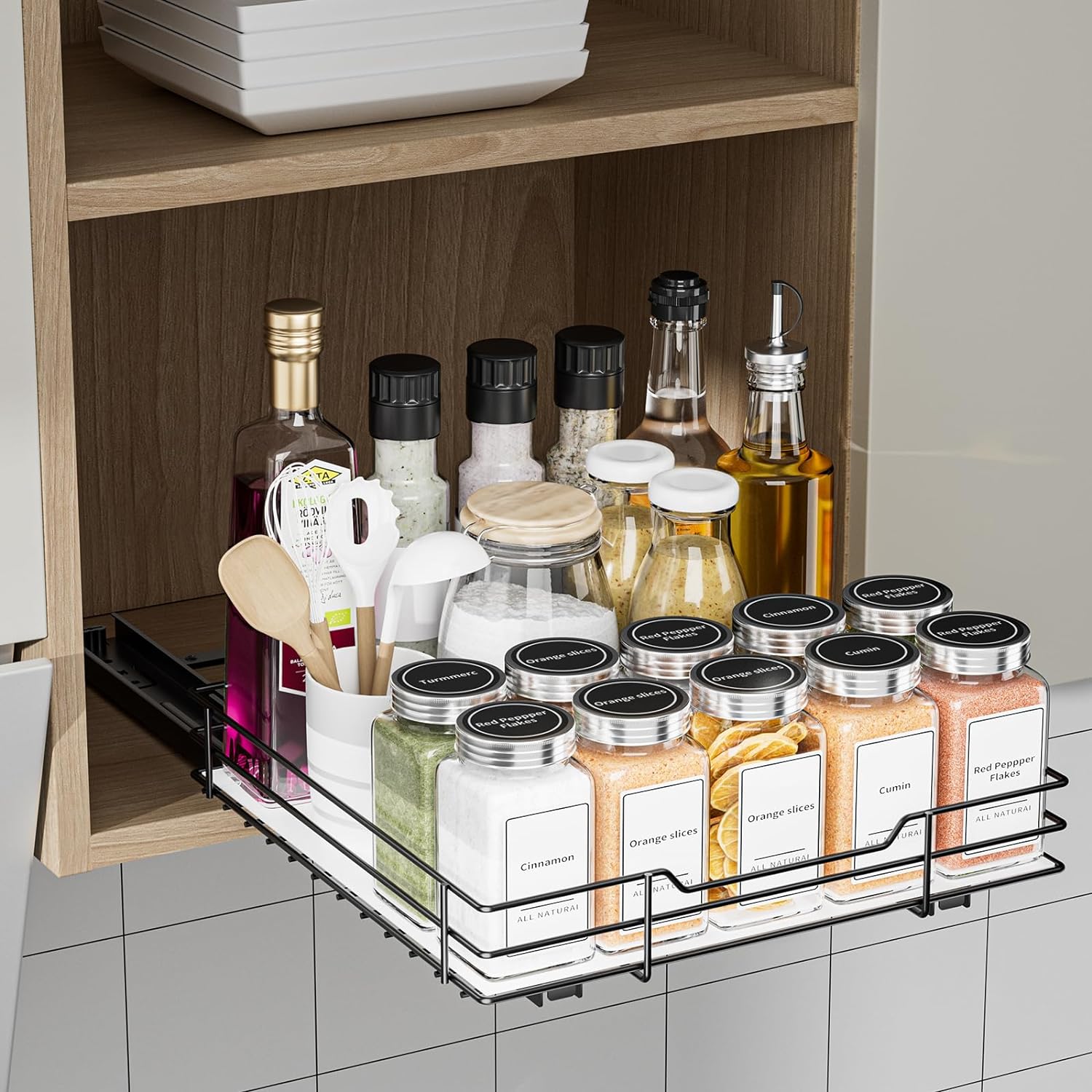 Pull Out Spice Rack, Slide Out Spice Rack For Cabinet, Spice Rack ...