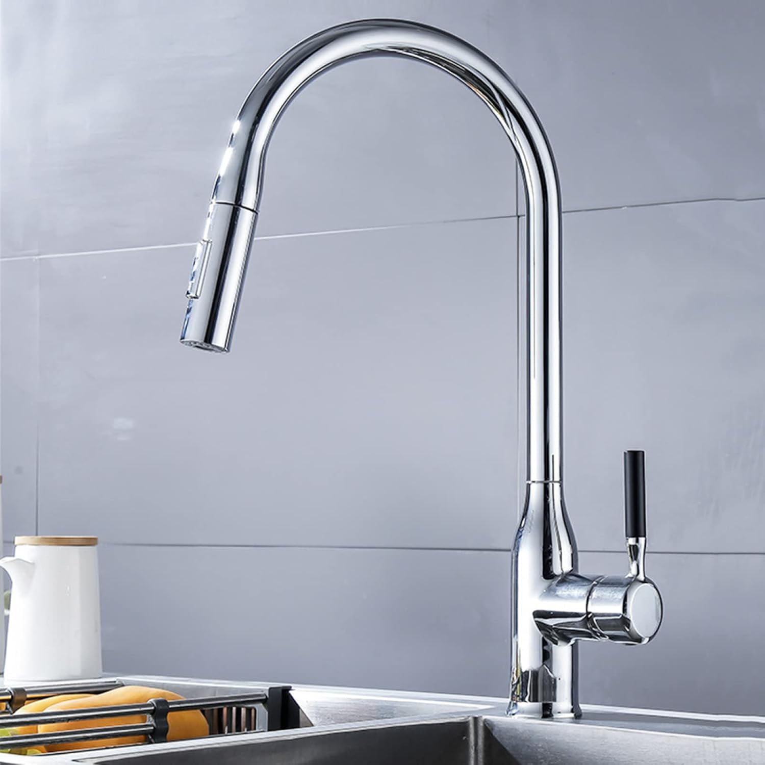 Pull-Out Sprayer Kitchen Faucets Chrome,360 Degree Swivel Spout Water ...