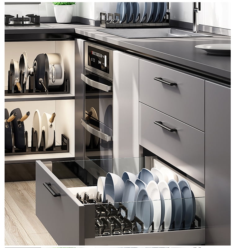 Pull-Out Tier Dish Rack for Cupboard, Slide Out Dish Drying Rack for ...