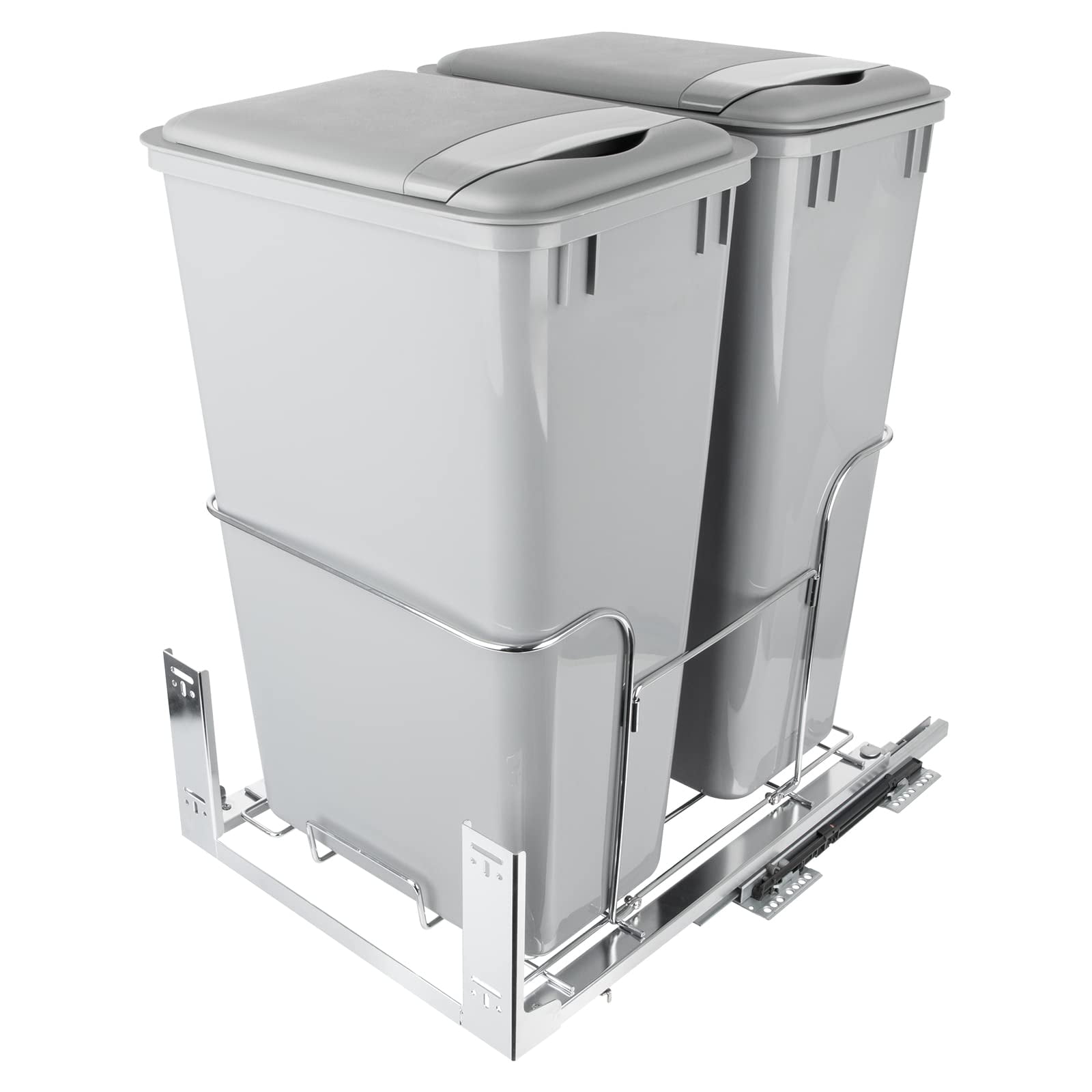 Pull-Out Trash Can, 50Qt Double Bins, Under Mount Waste Container with ...