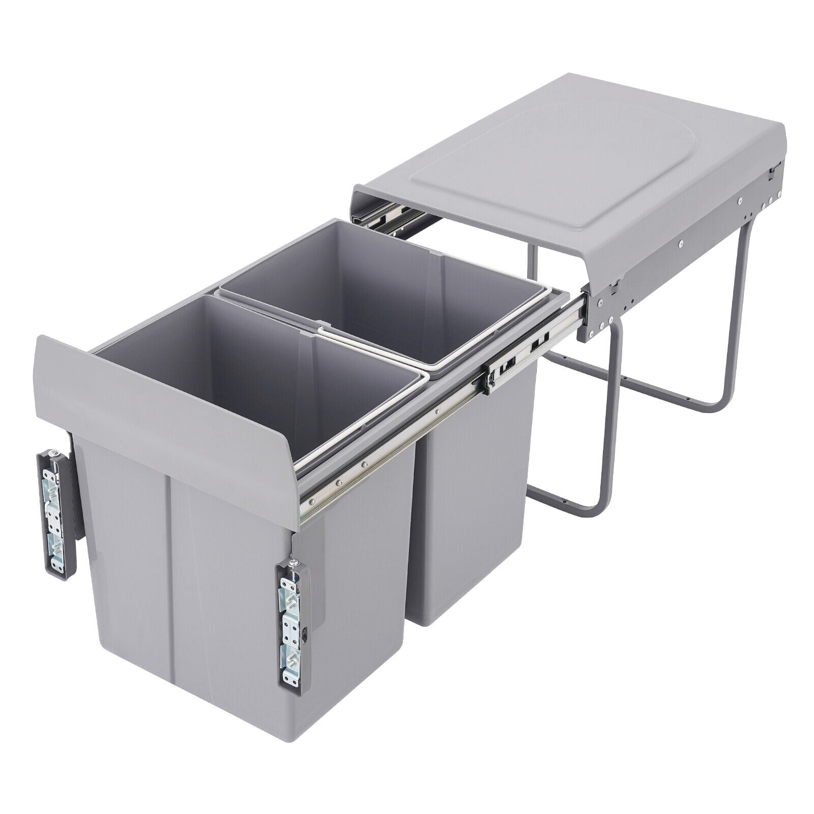 Pull-Out Trash Can Under Cabinet 2X 20L/4.4Gal Pull Out Dual Trash Can ...