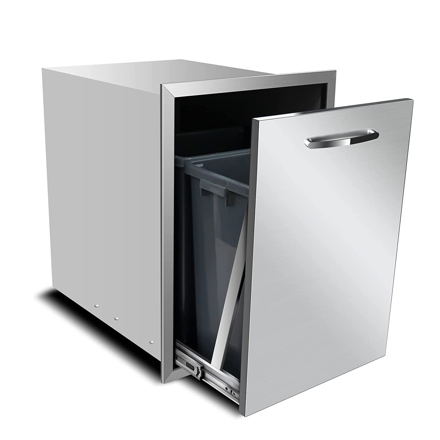 Pull-Out Trash Drawer 20" W x 27" H x 24" D, Stainless Steel Trash Bin ...