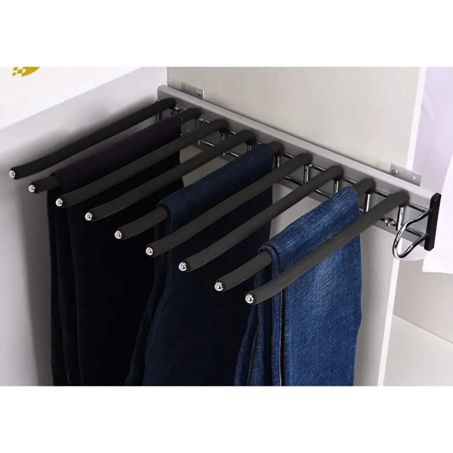 Pull-Out Trouser Hanger Wardrobe Rack, Left-Mounted 9-Rod Closet ...