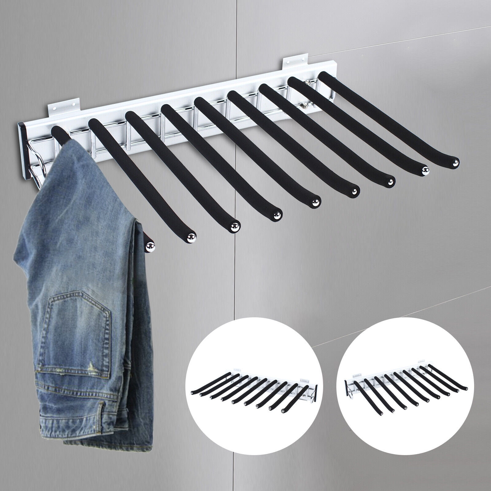 Pull Out Trouser Rack Closet Pants Hanger 9 Arms Slide Out Pants ...