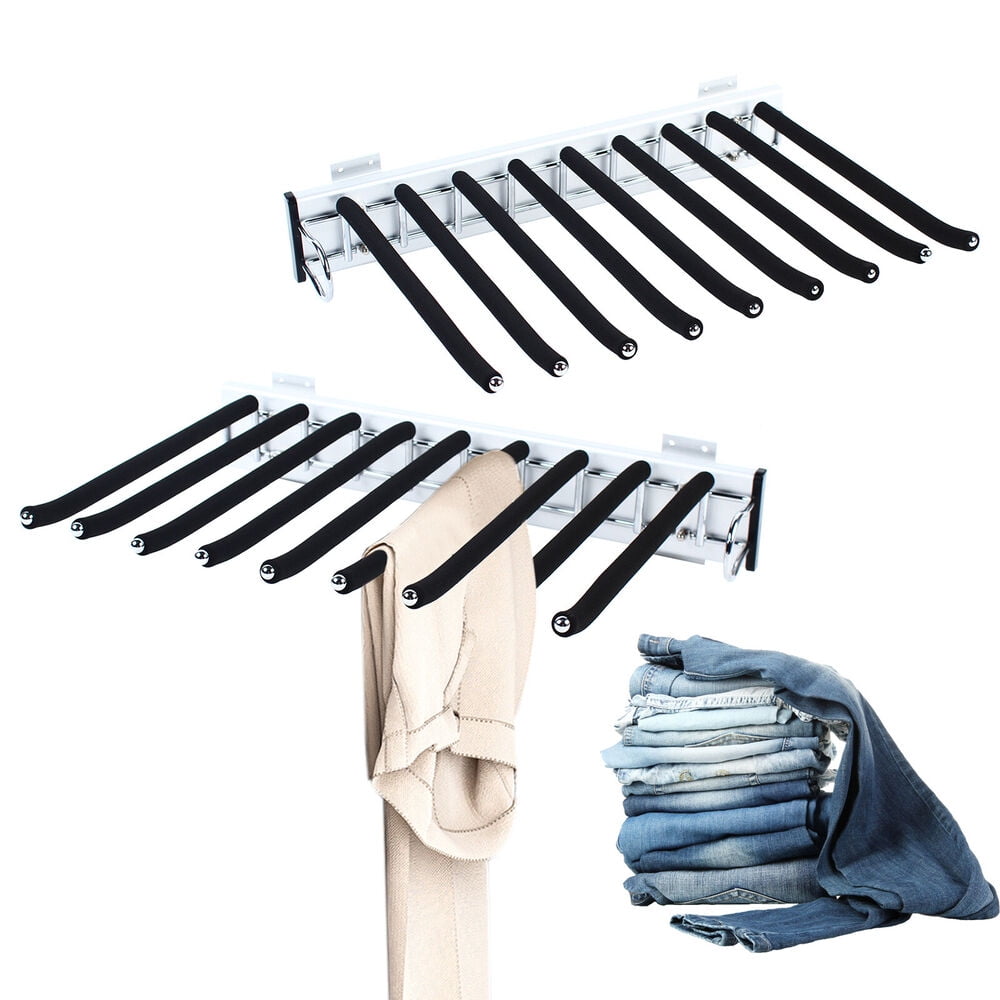 Pull Out Trouser Rack Closet Pants Hanger 9 Arms Slide Out Pants ...