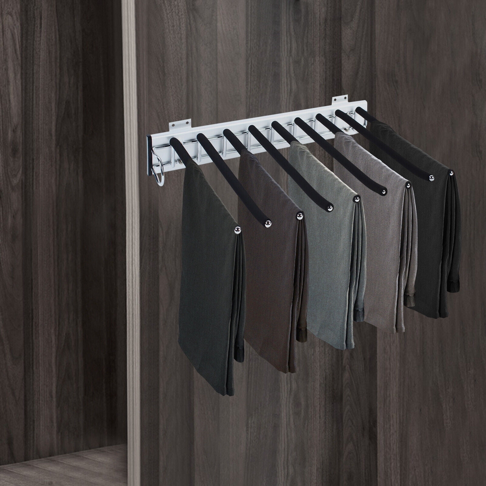 Pull Out Trouser Rack Closet Pants Storage Rack Space Saving Drawer Non ...