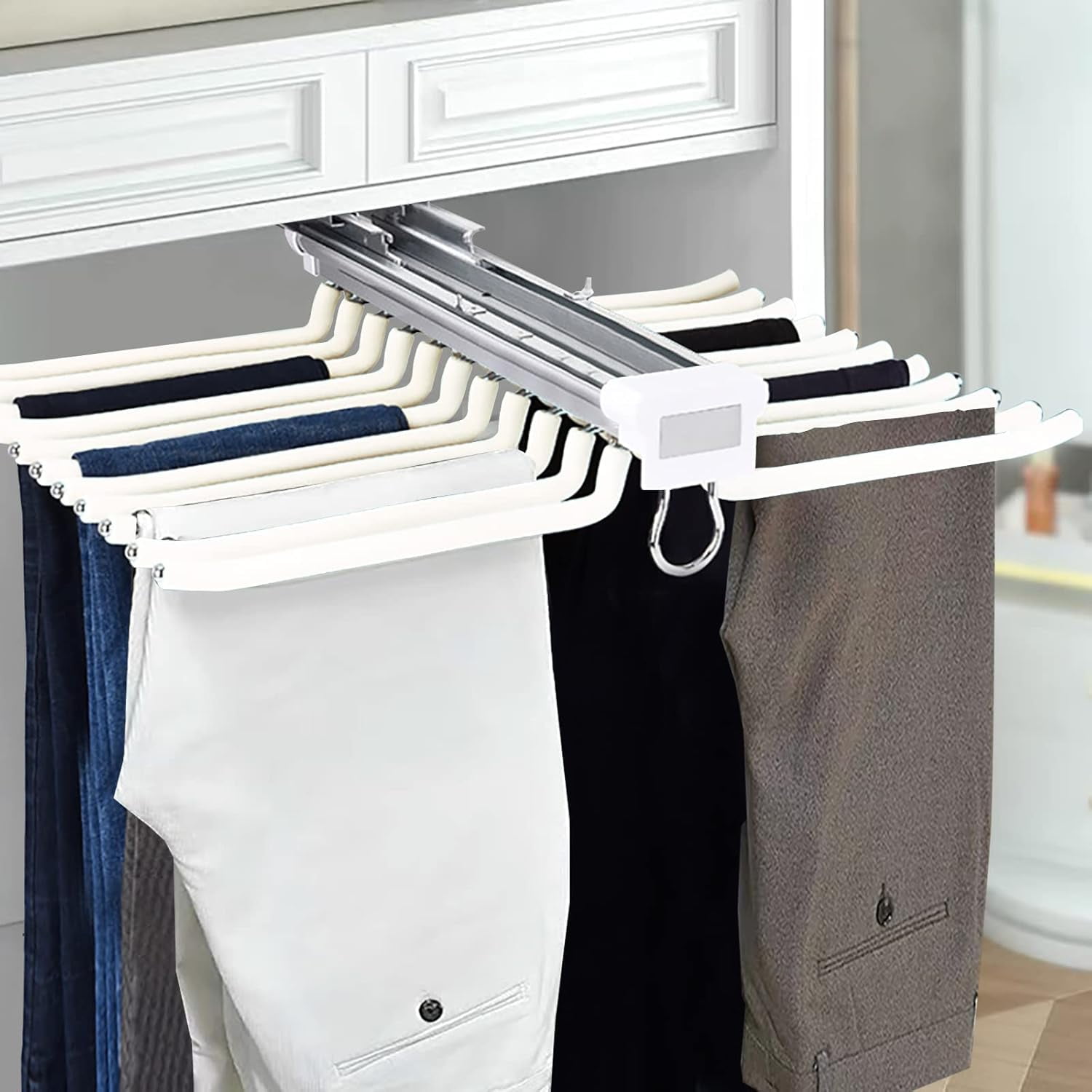 Pull Out Trousers Rack-22 Arms Steel Pull Out Pants Rack Pants Hanger ...