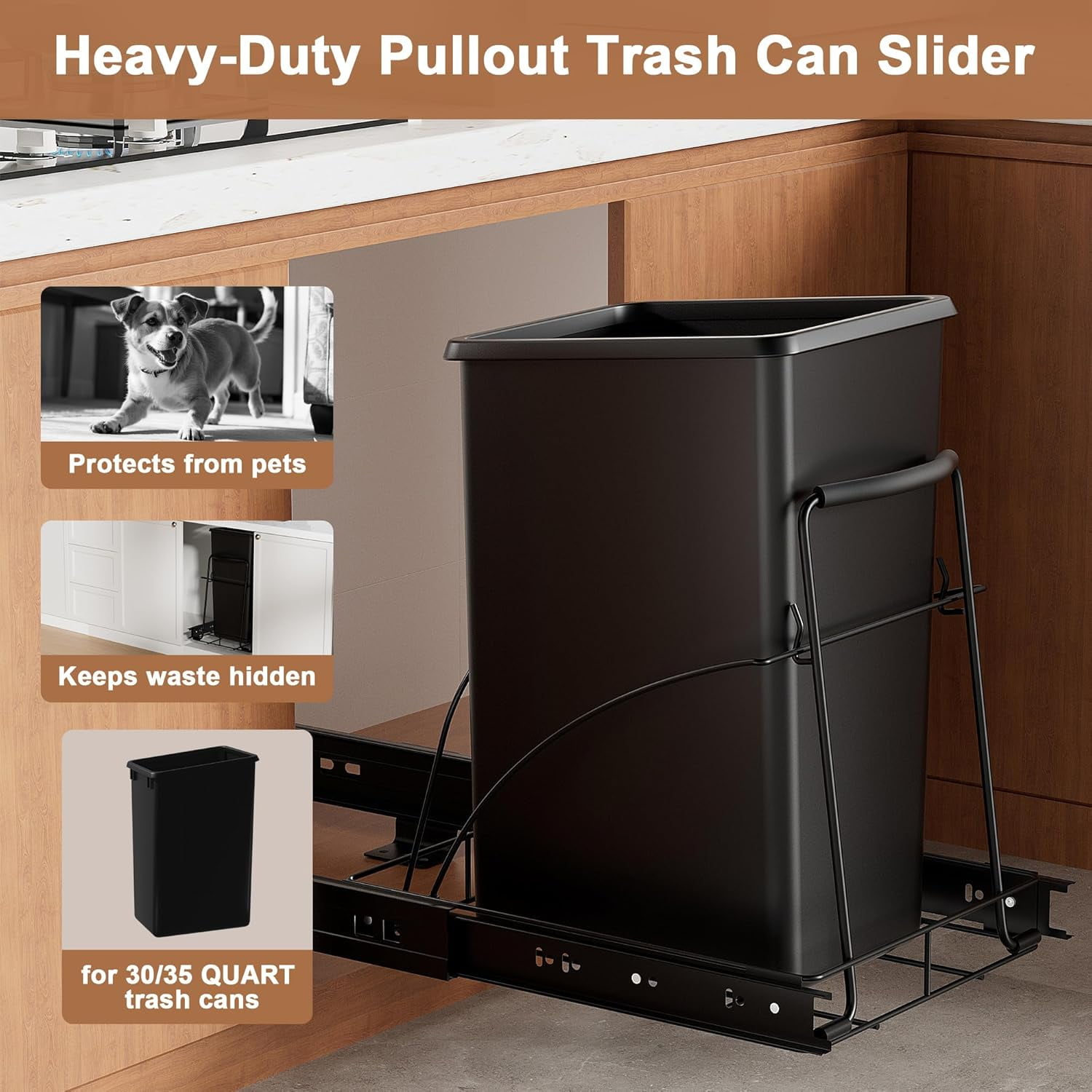 Pull Out Under Cabinet Shelf - Under Sink Pull Out Slider for 30–35 ...