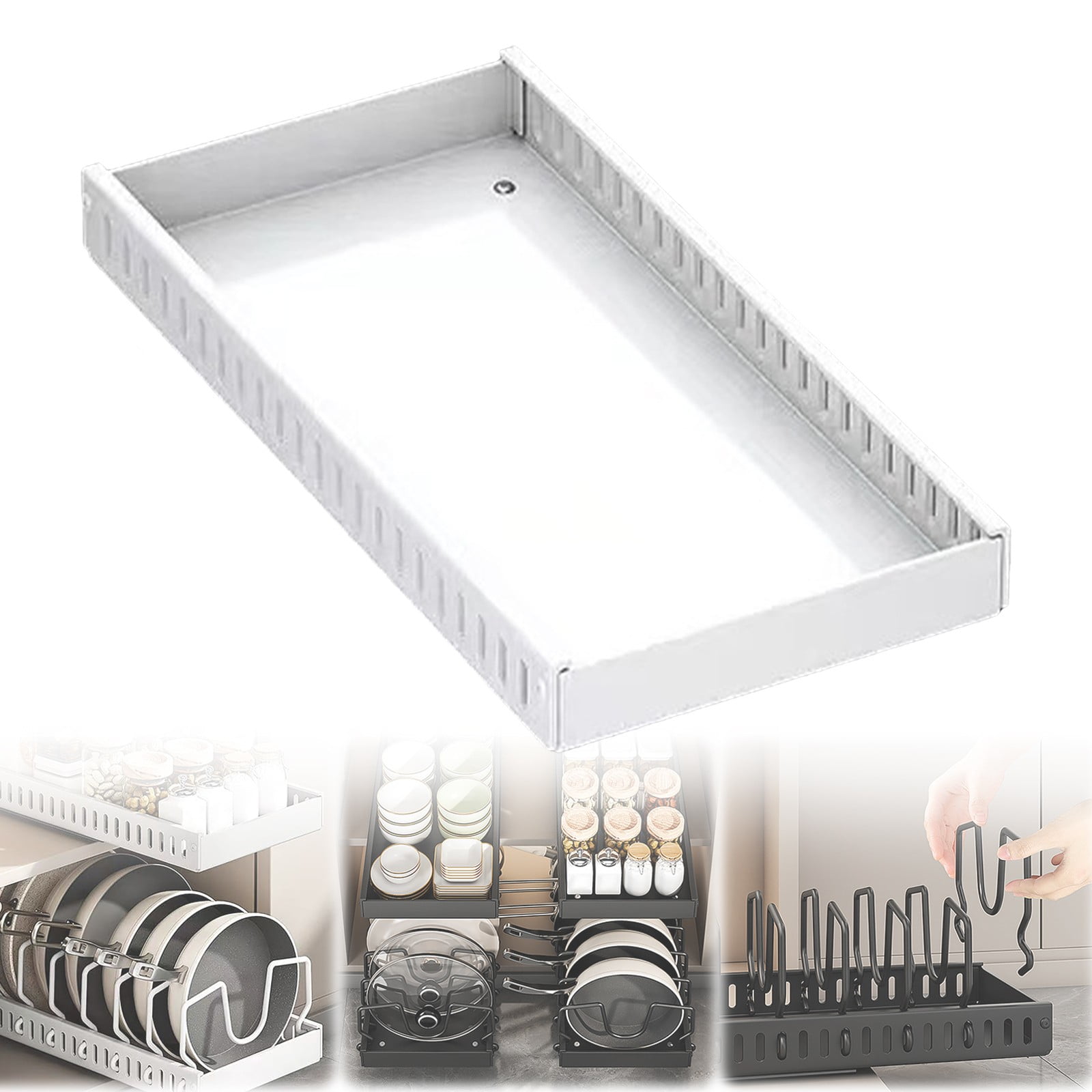 Pull Out Pots and Pans Organizer Under Cabinet, Expandable Sliding Pot ...