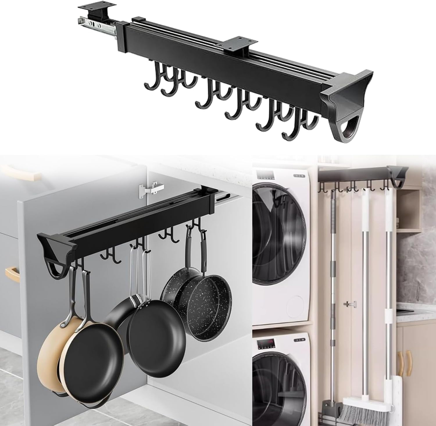 Pull Out Pots and Pans Organizer for Cabinet,Hanging Telescopic Sliding ...