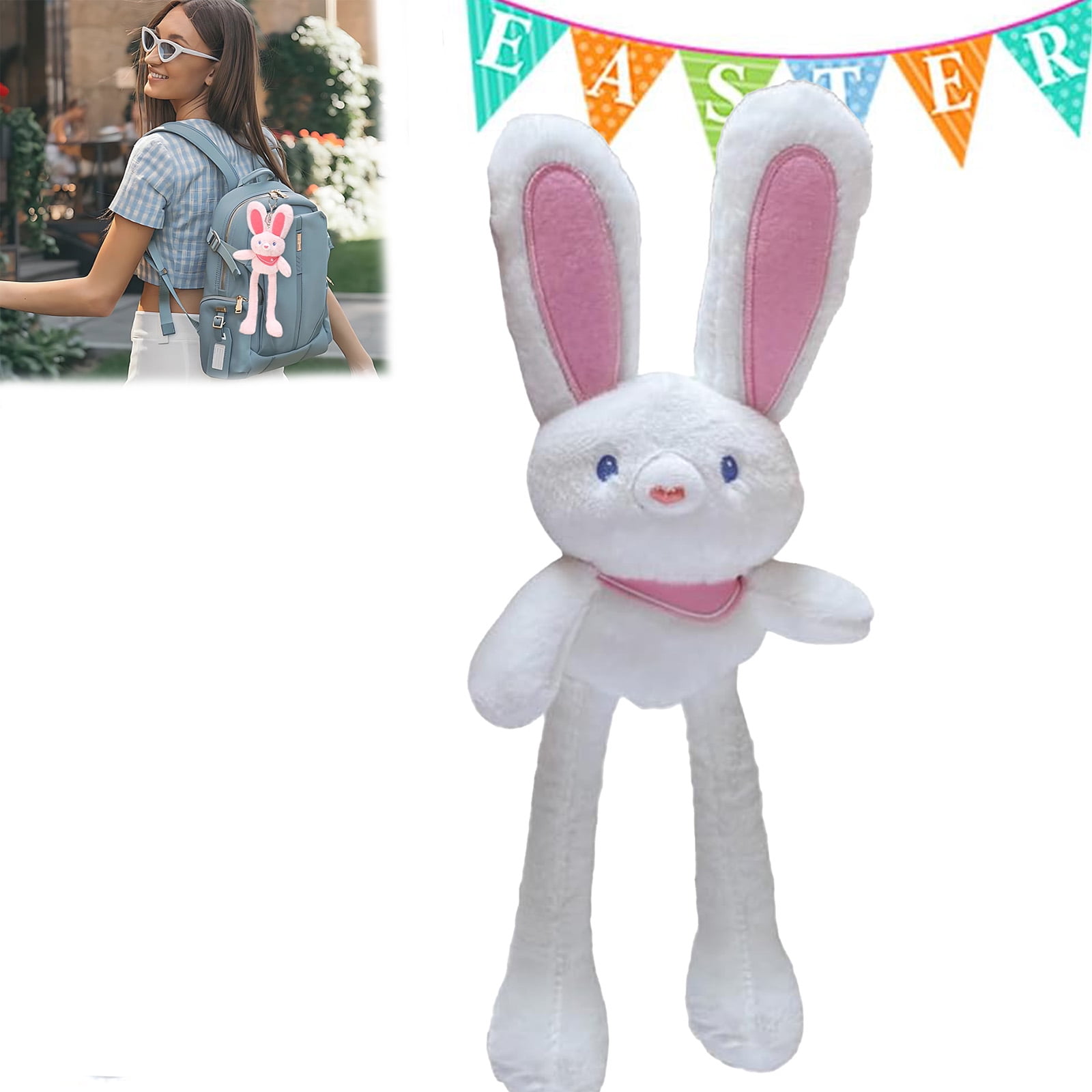 Pull Up Rabbit Plush Toys 2025 New Interactive Stretchy Design Easter ...