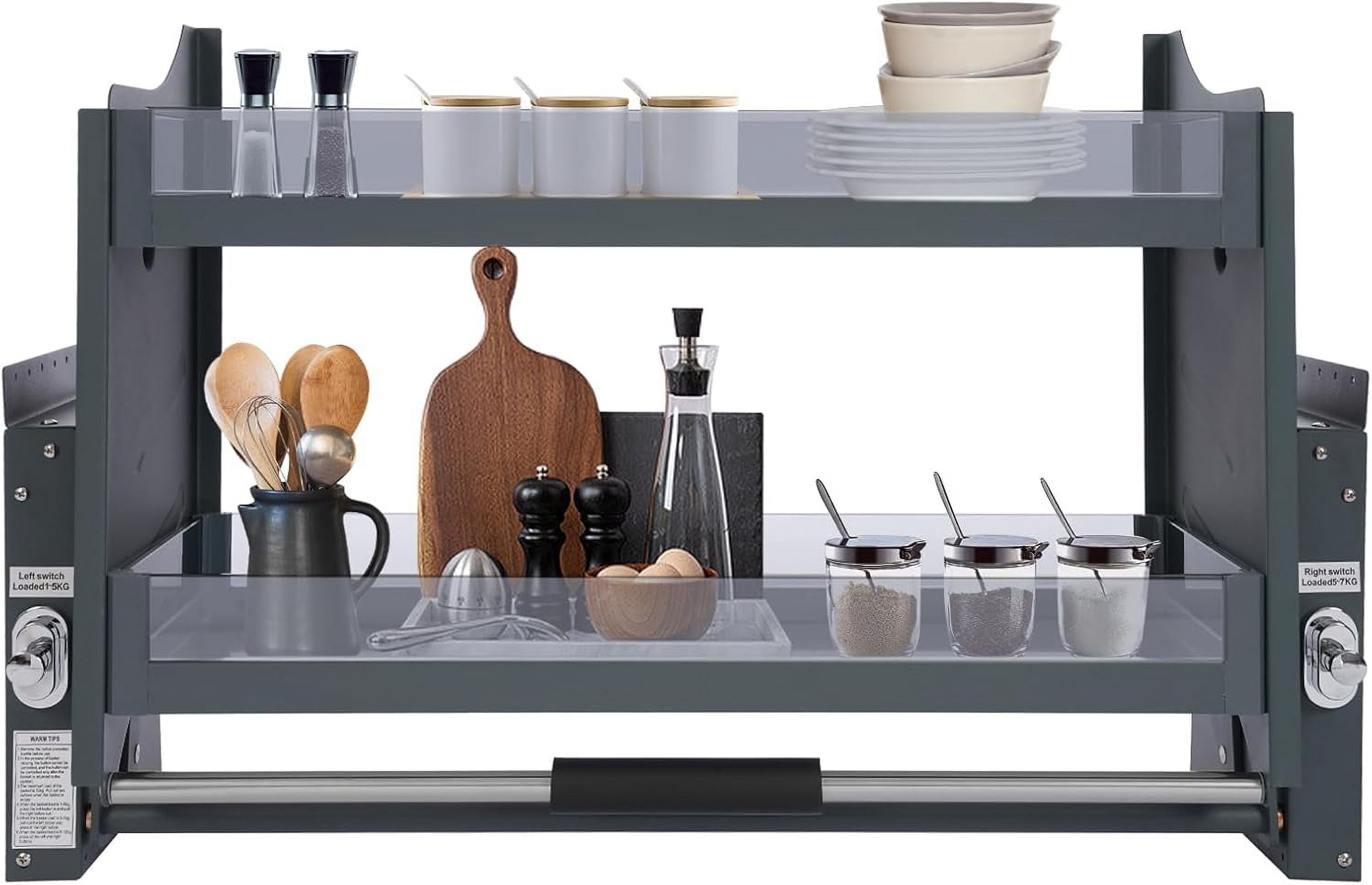 Pull Down Shelf, Pull Down Cabinet Organizer for Upper Kitchen, 2-tier ...