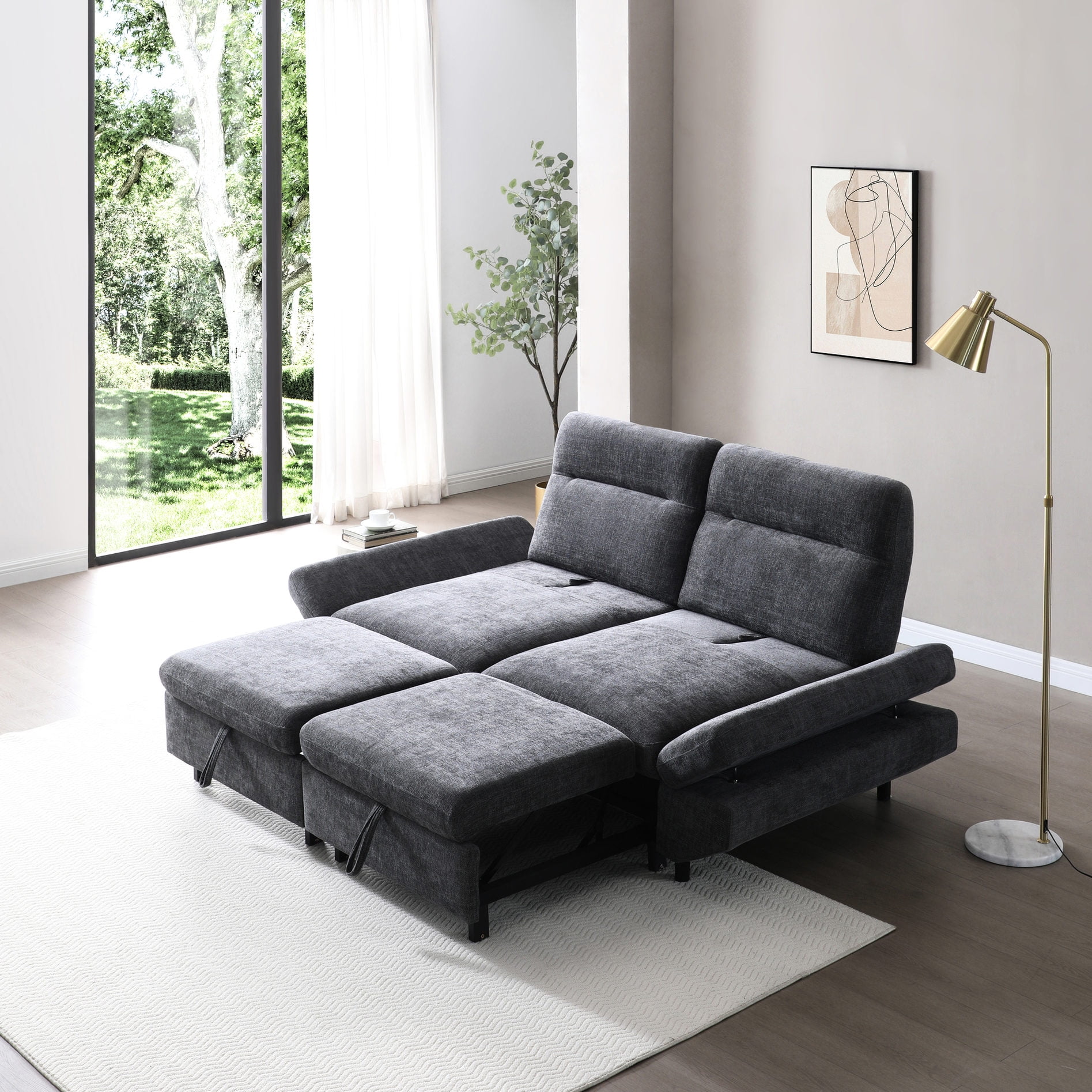 Pull - Out Sleeper Sofa Bed | Adjustable Backrest for Napping and ...
