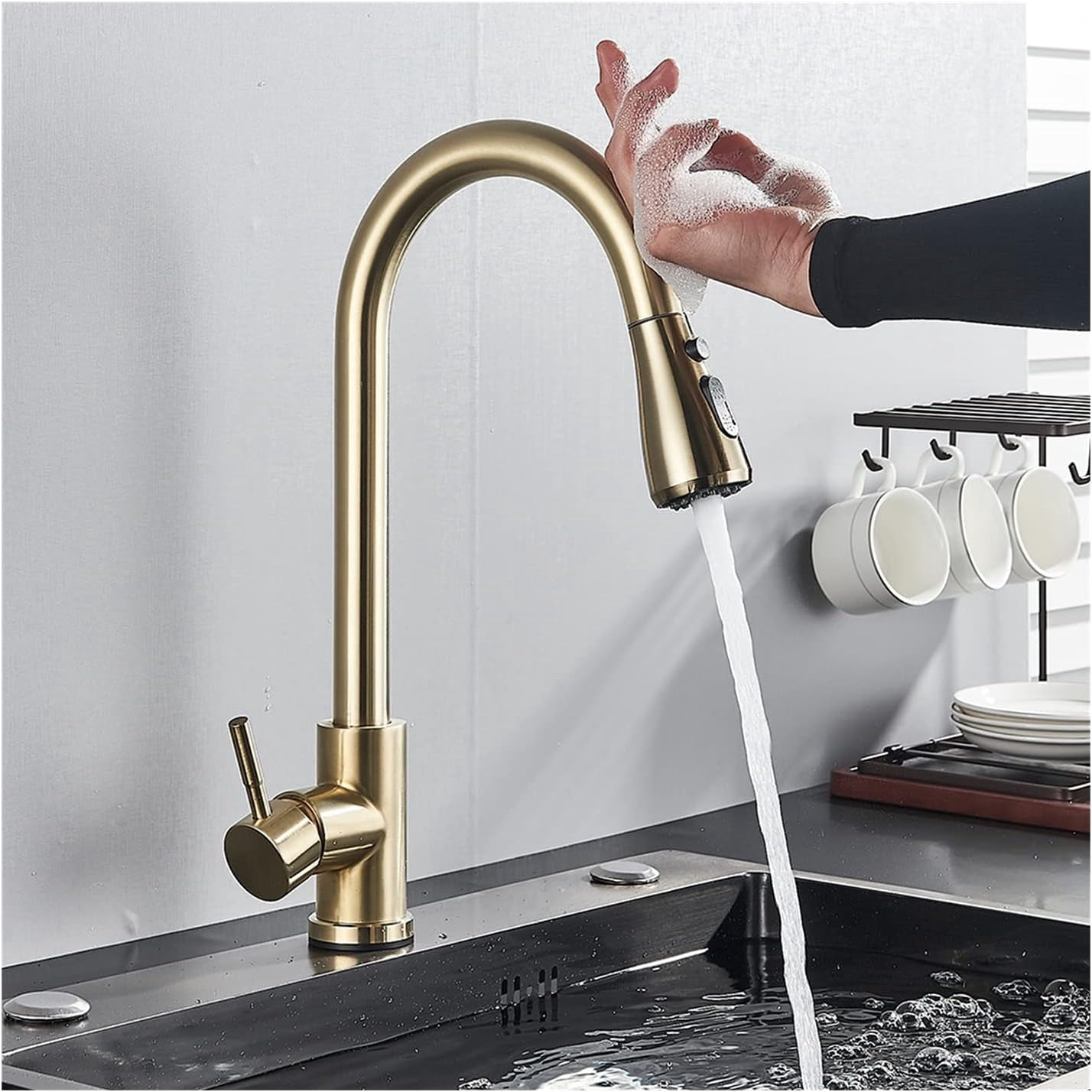 Pull Out Smart Touch Kitchen Mixer Tap, Stainless Steel Single Hole ...
