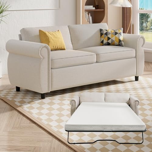 Pull Out Sofa Bed, 2-in-1 Convertible Pullout Couch with Foldable ...