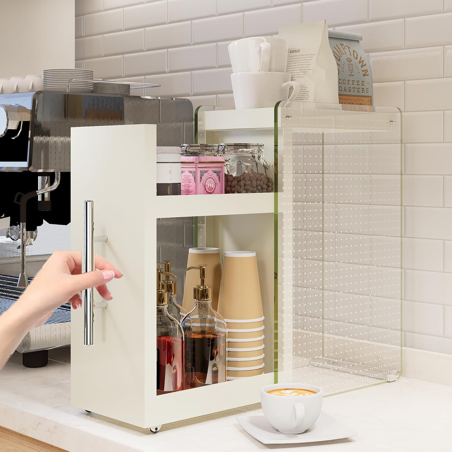 Pull Out Spice Rack Condiment Organizer for Countertop - 2-Tier Slide ...