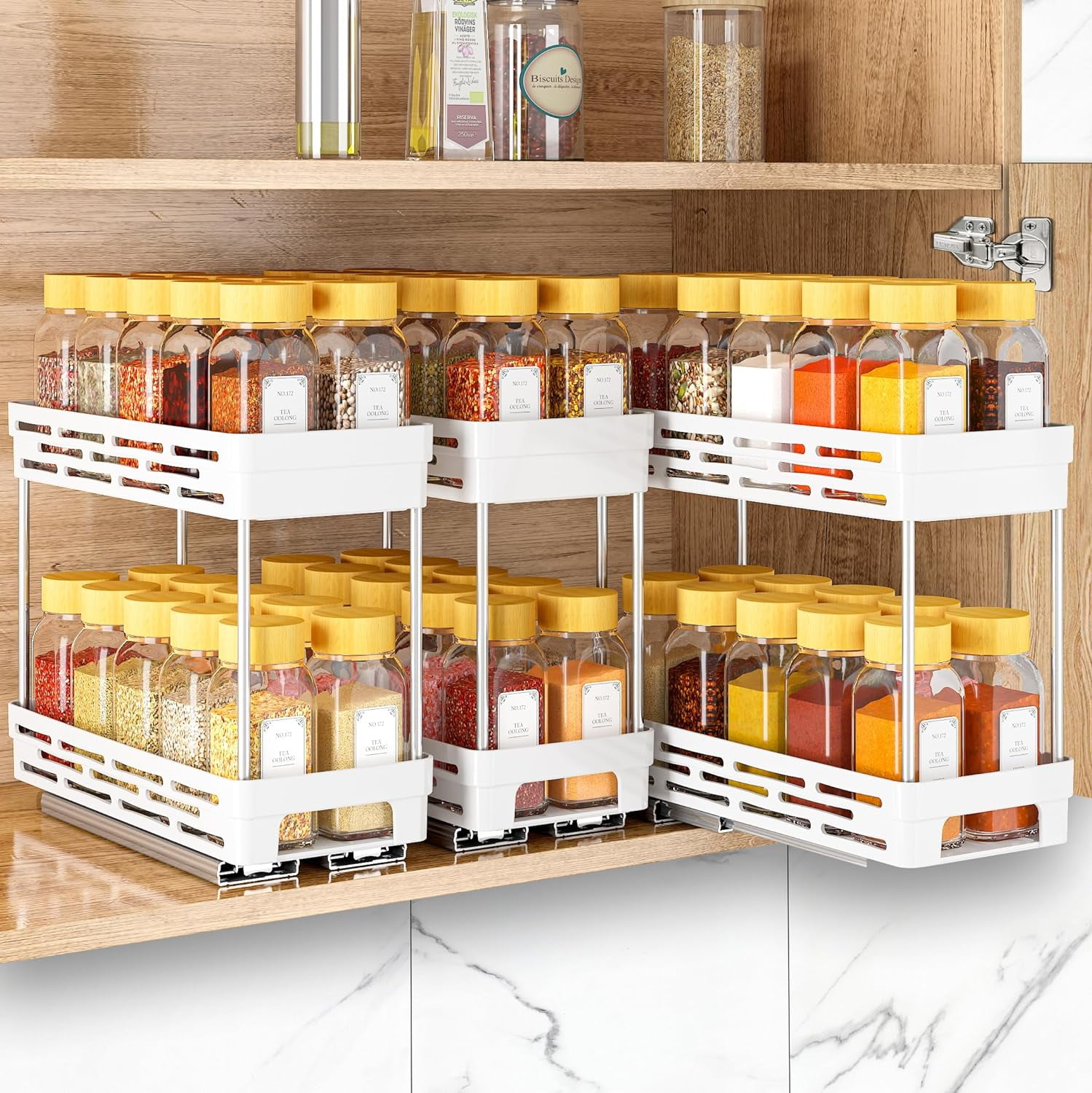 Pull Out Spice Rack Organizer for Cabinet, 2 Pack Widen Slide Out Spice ...
