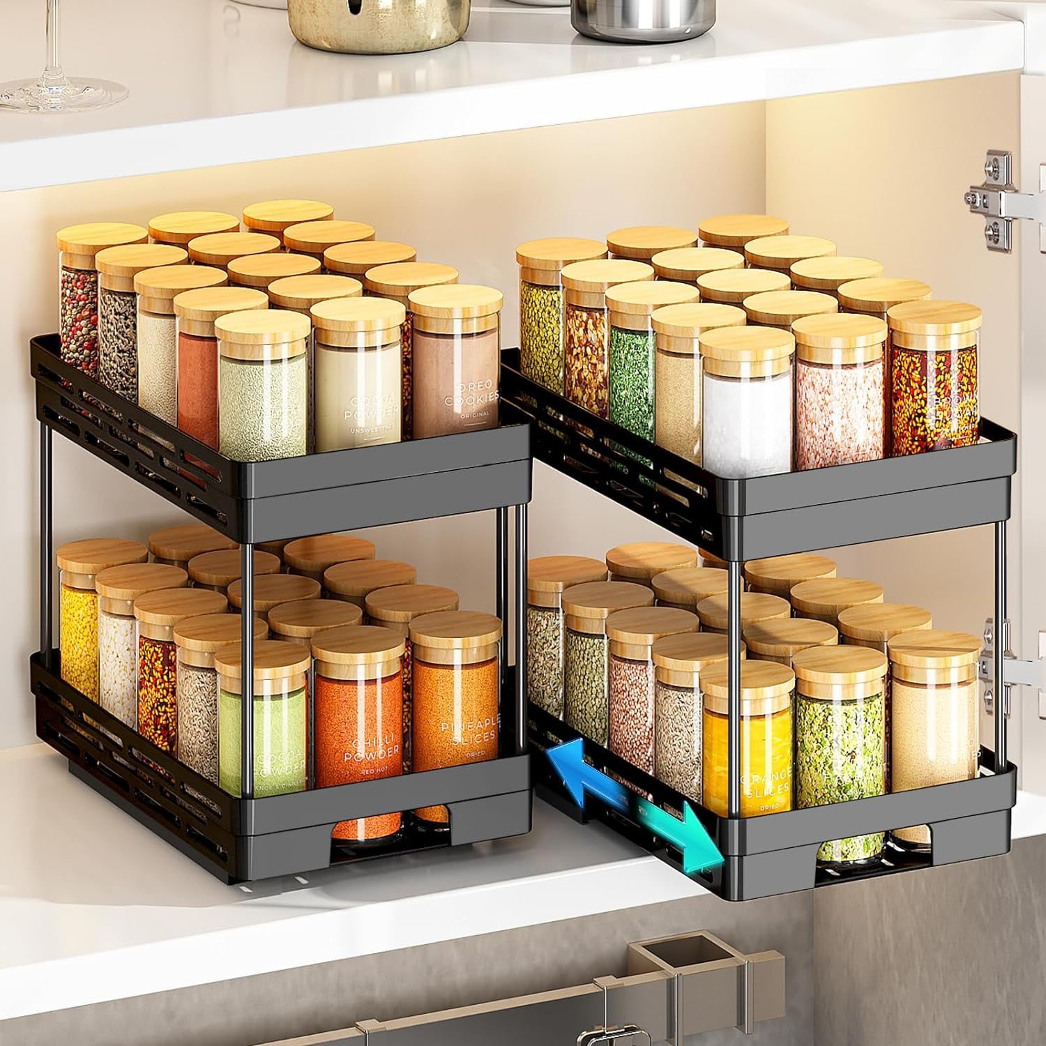 Pull Out Spice Rack Organizer for Cabinet, 2 Pack Widen Slide Out Spice ...