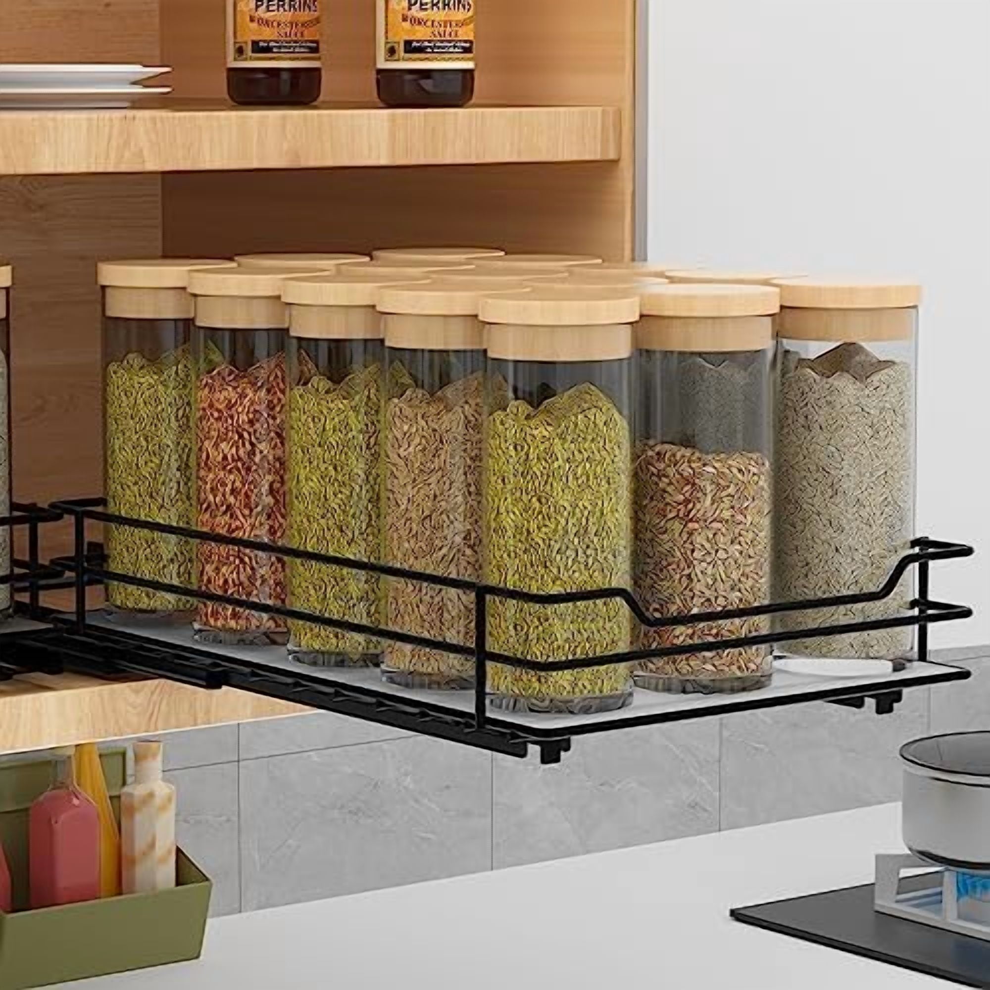 Pull Out Spice Rack Organizer for Cabinet, Heavy Duty Slide Out Spice ...