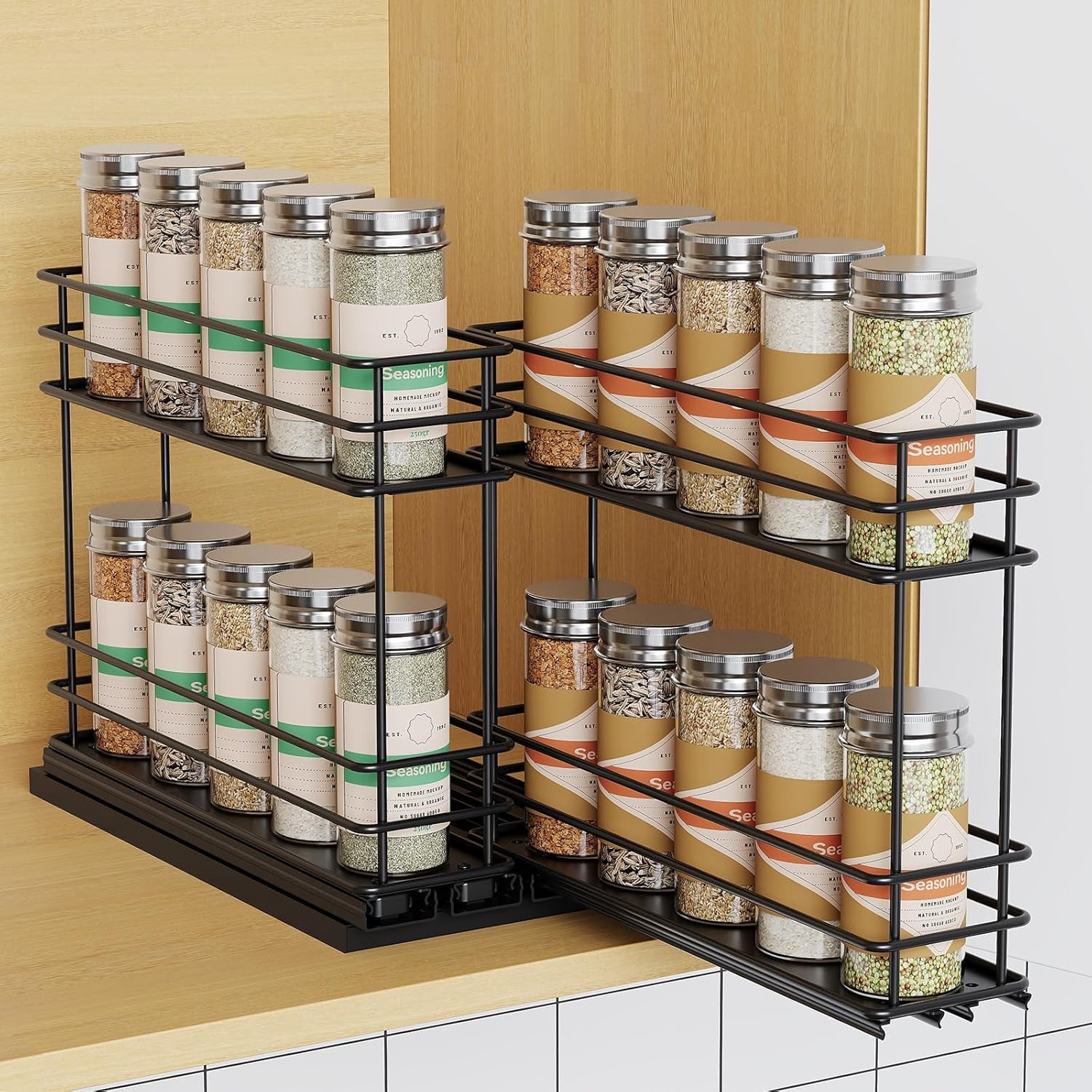 Pull Out Spice Rack Organizer for Cabinet, Slide Out Spice Racks ...