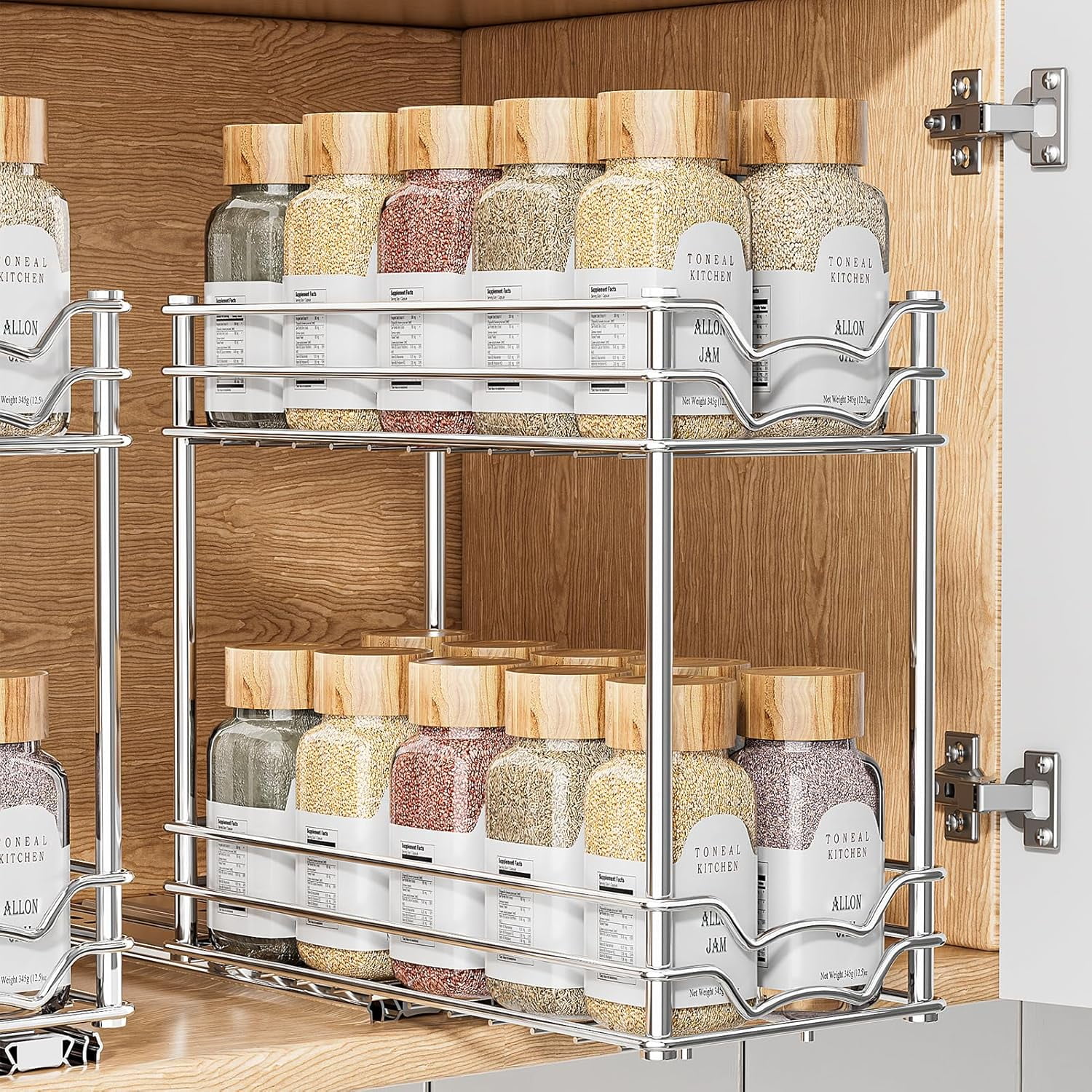 Pull Out Spice Rack Organizer for Inside Cabinet, Slide Out Chrome ...