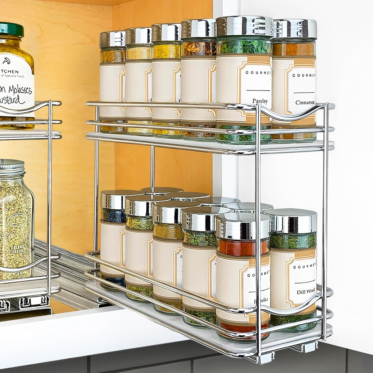 Pull Out Spice Rack Organizer for Inside Kitchen Cabinets - 4-1/4 inch ...