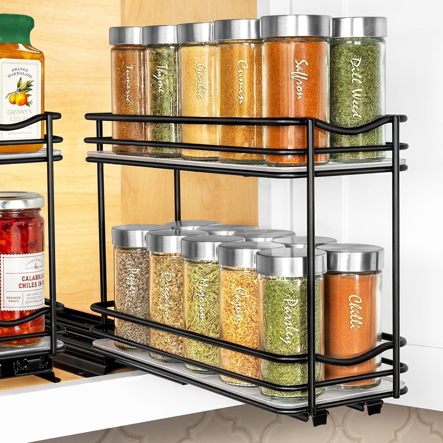 Pull Out Spice Rack Organizer for Inside Kitchen Cabinets - 4-1/4 inch ...