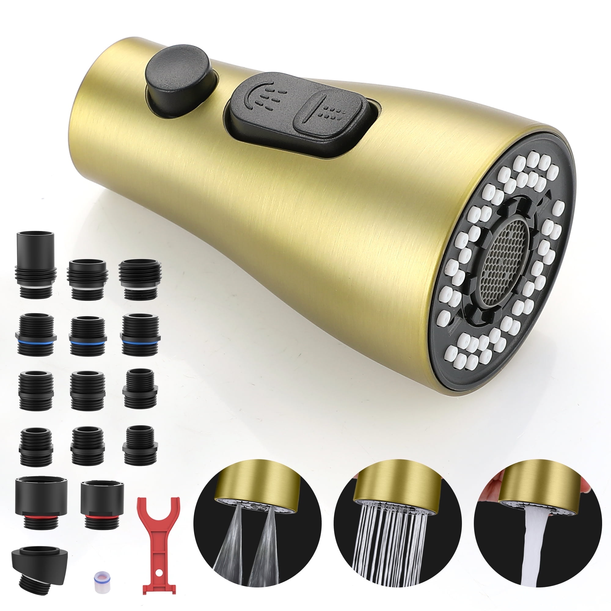Pull Down Sprayer Head for Kitchen Faucet, 3-Function Sink Spray Nozzle ...