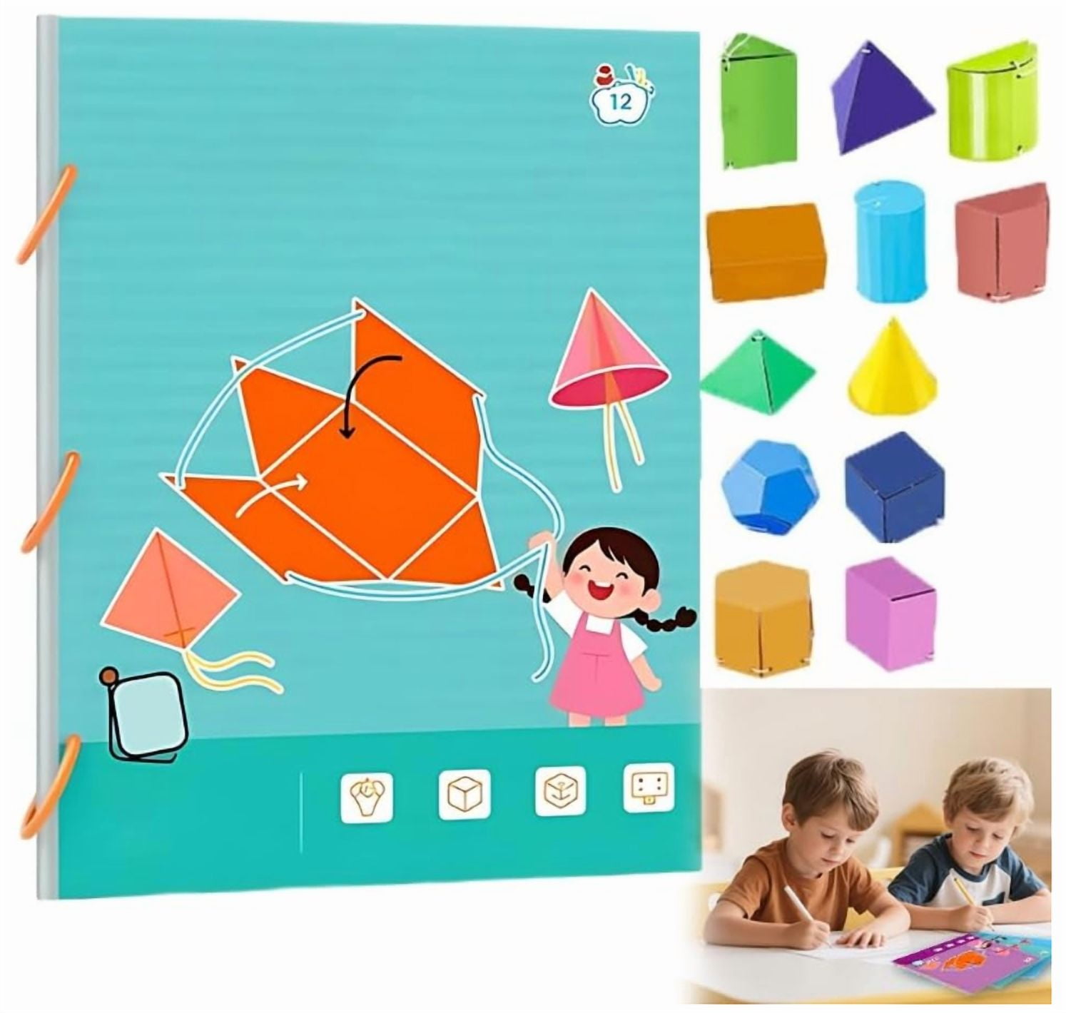 Pull String 3D Geometry, Beginner Geometry Study Tool for Volume and Surface Area Formulas, with ...