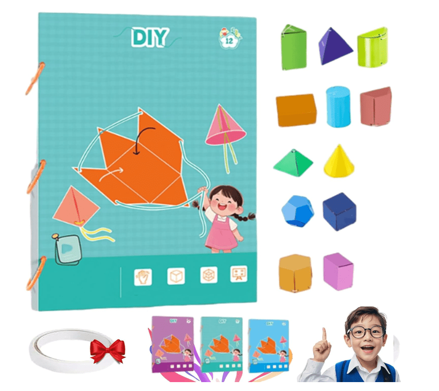 Pull String 3D Geometry Learning Book, Interactive Pull-String Geometry Learning Kit with Pop-Up ...